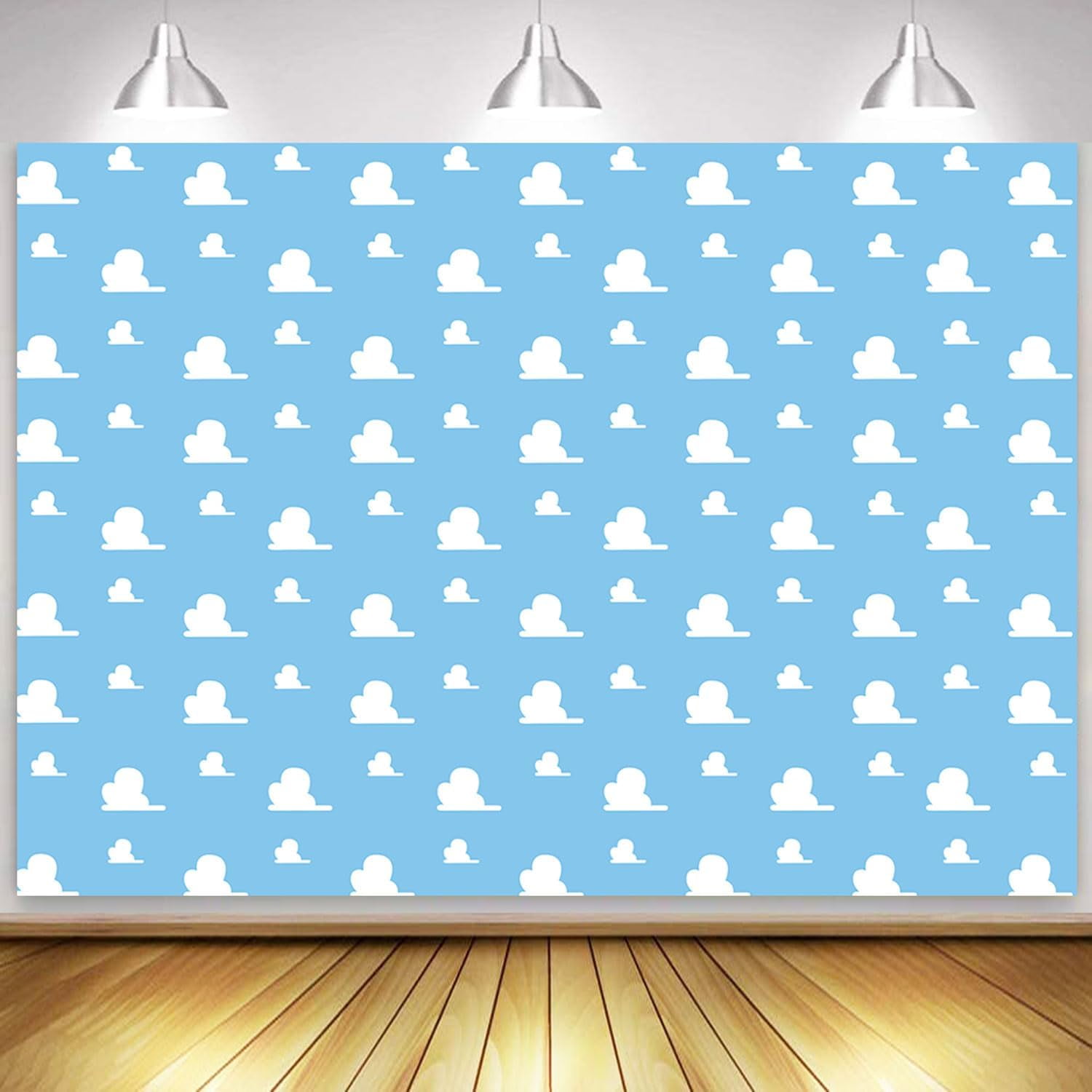 Cartoon Boy's Story Birthday Backdrop Blue Sky White Clouds Photography ...