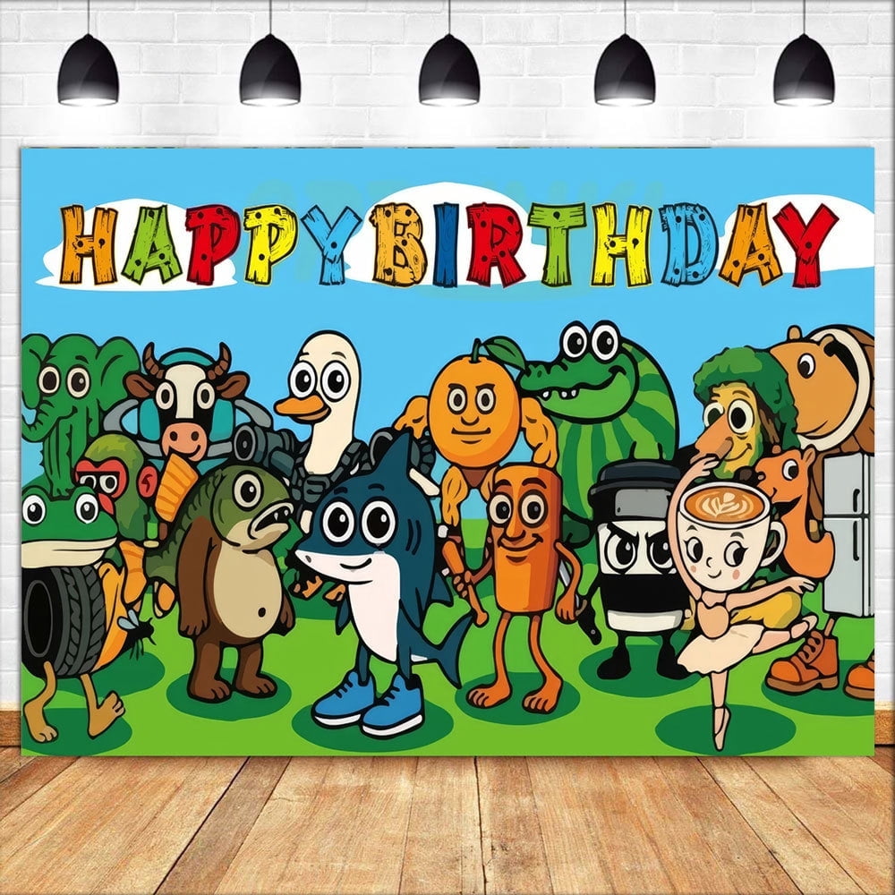 Cartoon Brainrot Tralalero Tralala Birthday Backdrop Banner Party ...