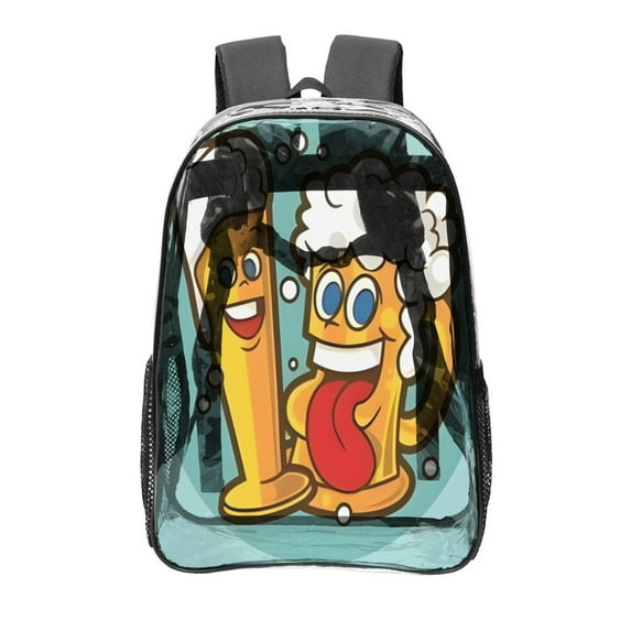 Cartoon Brew Pattern Transparent Backpack Lightweight And fashionable ...