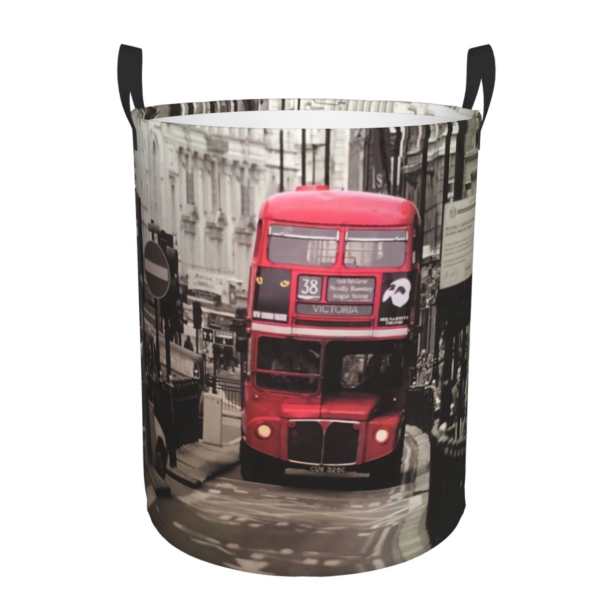 London Pattern Laundry Basket Collapsible British Flag UK Red Bus ...