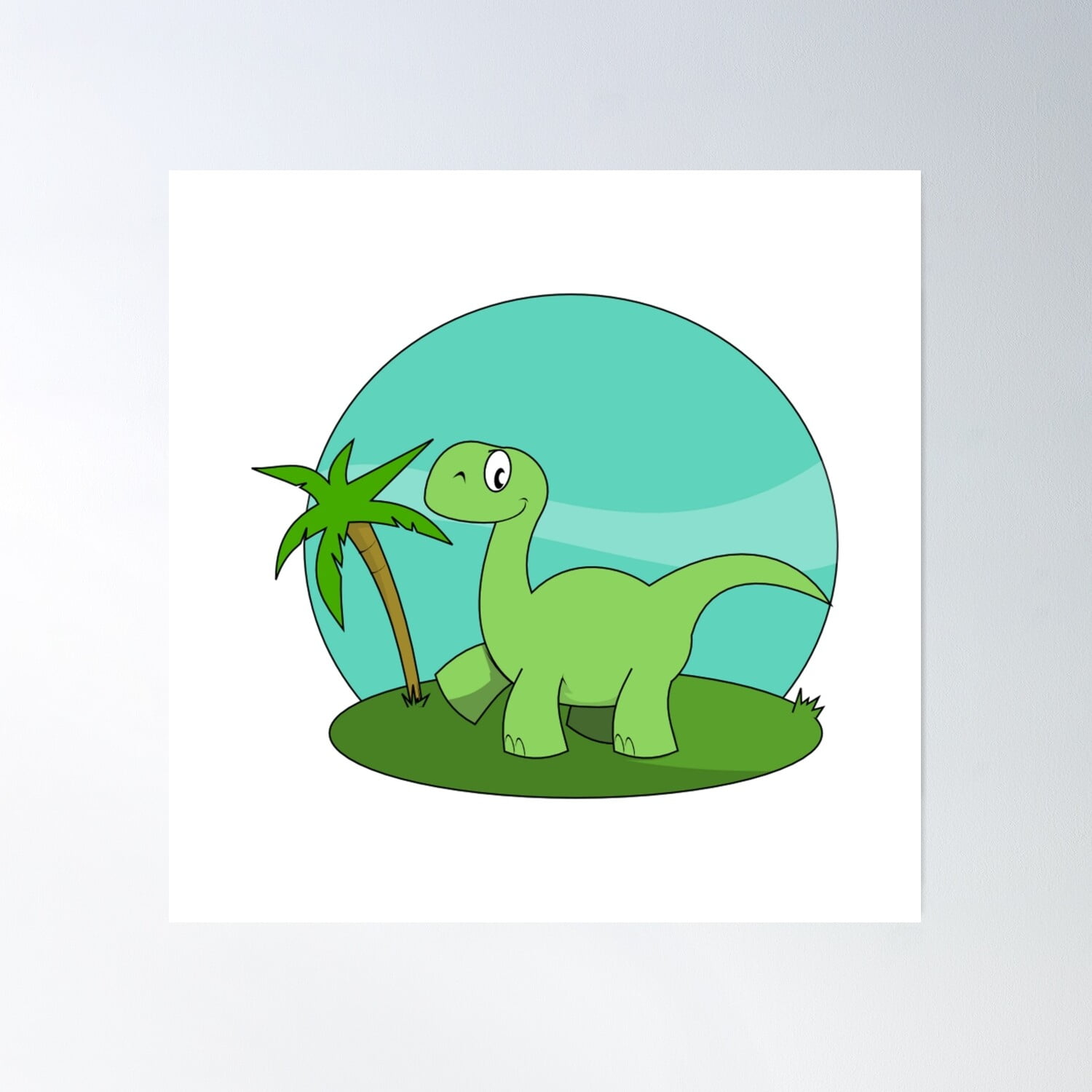 Cartoon Brontosaurus Poster Wall Art, Modern Wall Decor, 16x16 UNFRAMED ...