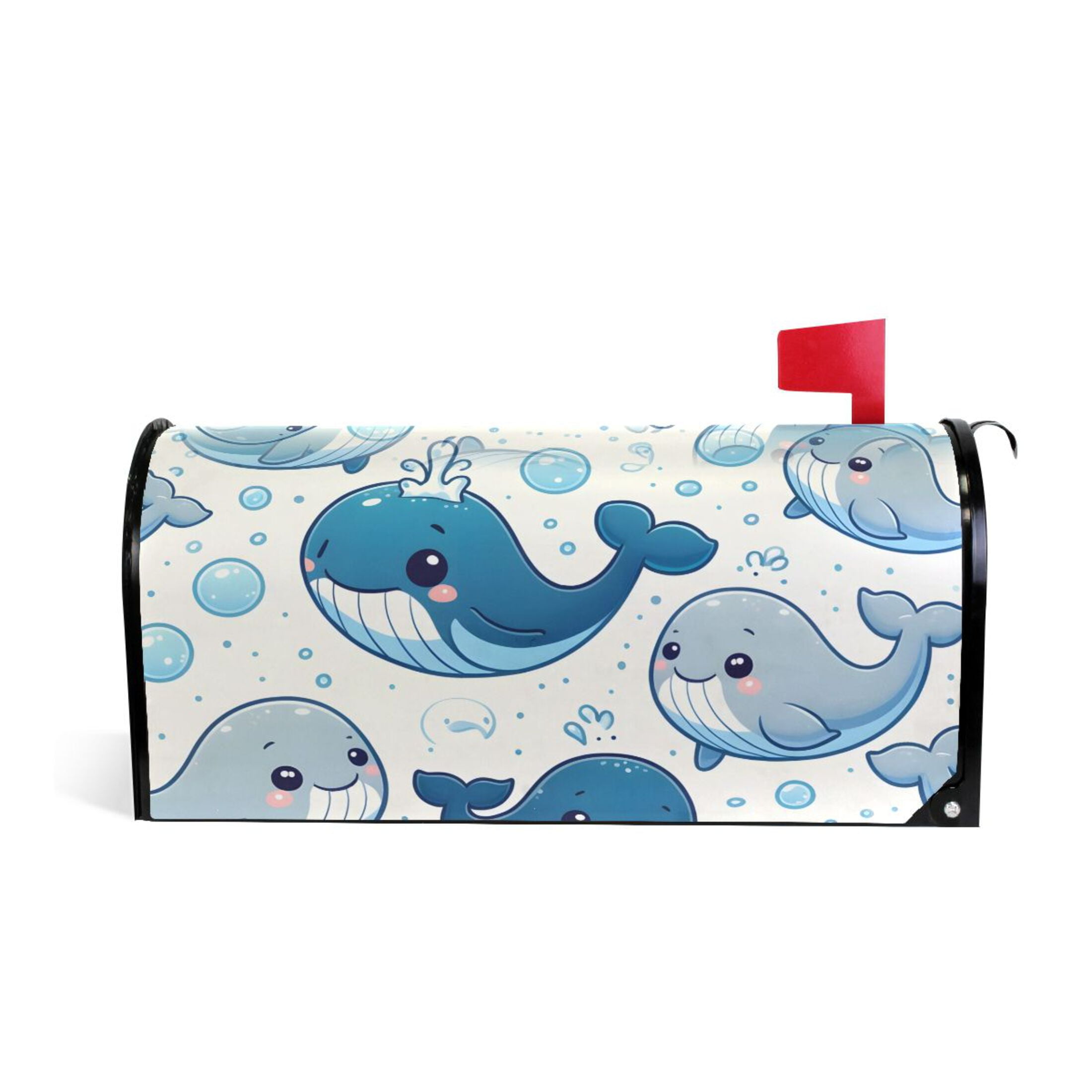 Cartoon Bubbles and Whale Mailbox Covers Magnetic Post Box Cover Wraps ...