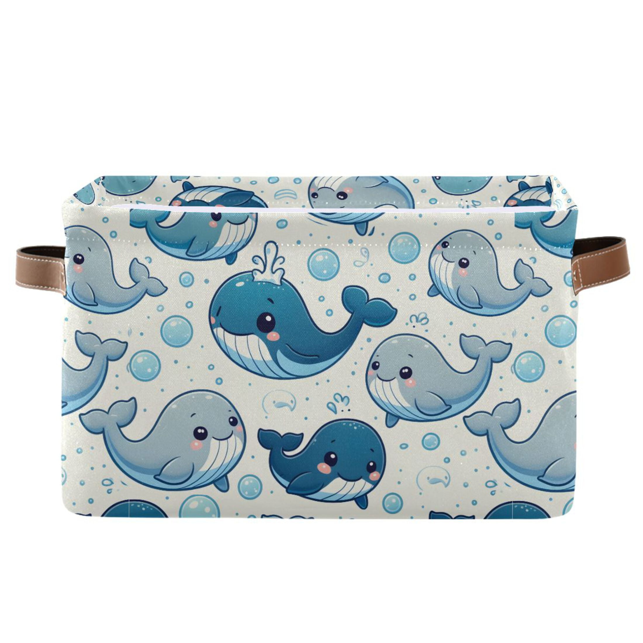 Cartoon Bubbles and Whale Storage Bins with Handle Fabric Organizer ...