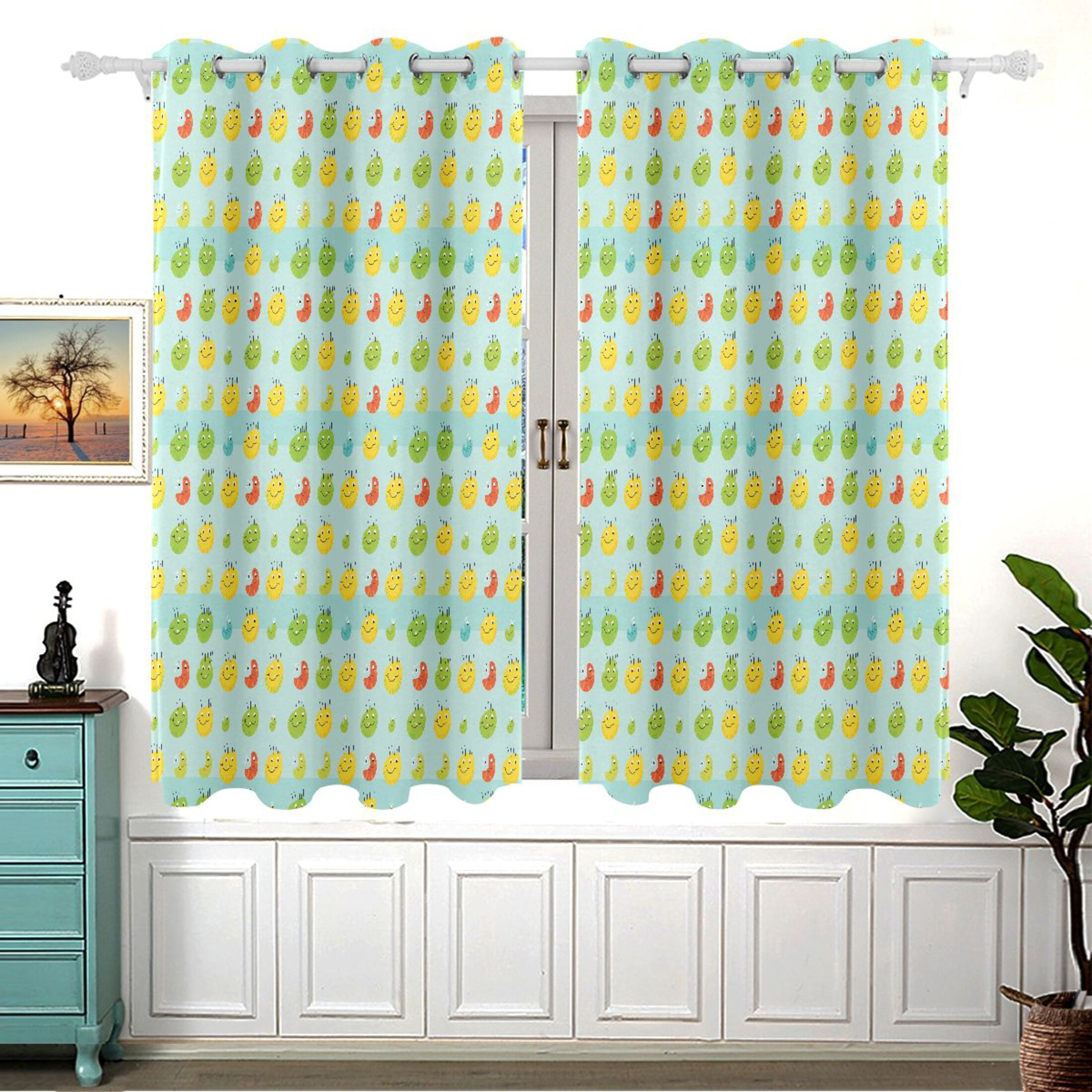 Cartoon Bug Face Blackout Curtains 2 Panels Set Grommet Drapes for ...