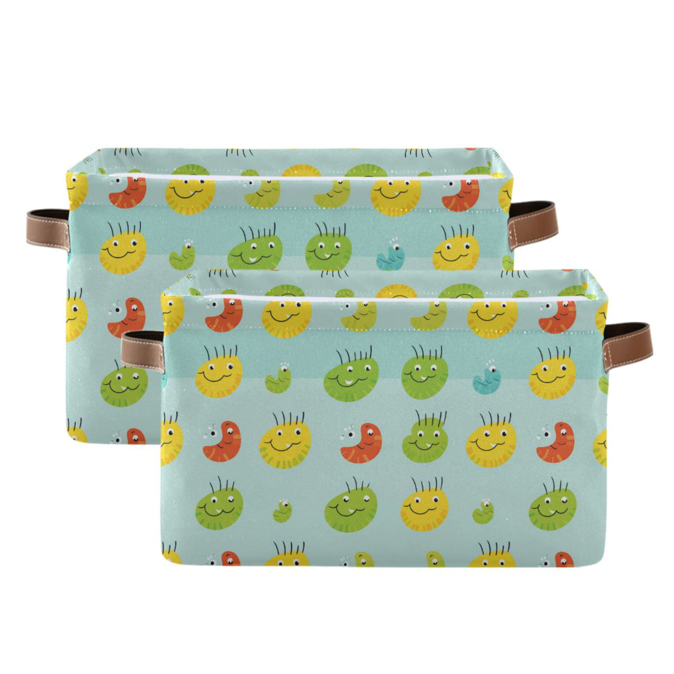 Cartoon Bug Face Storage Bins with Handle Fabric Organizer Basket ...