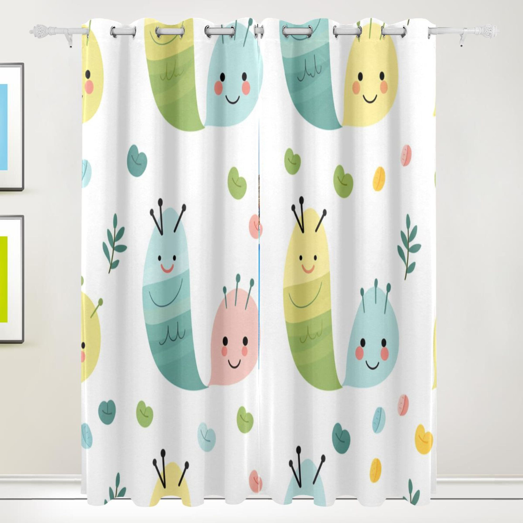 Cartoon Bug and Heart Blackout Curtains 2 Panels Set Grommet Drapes for ...