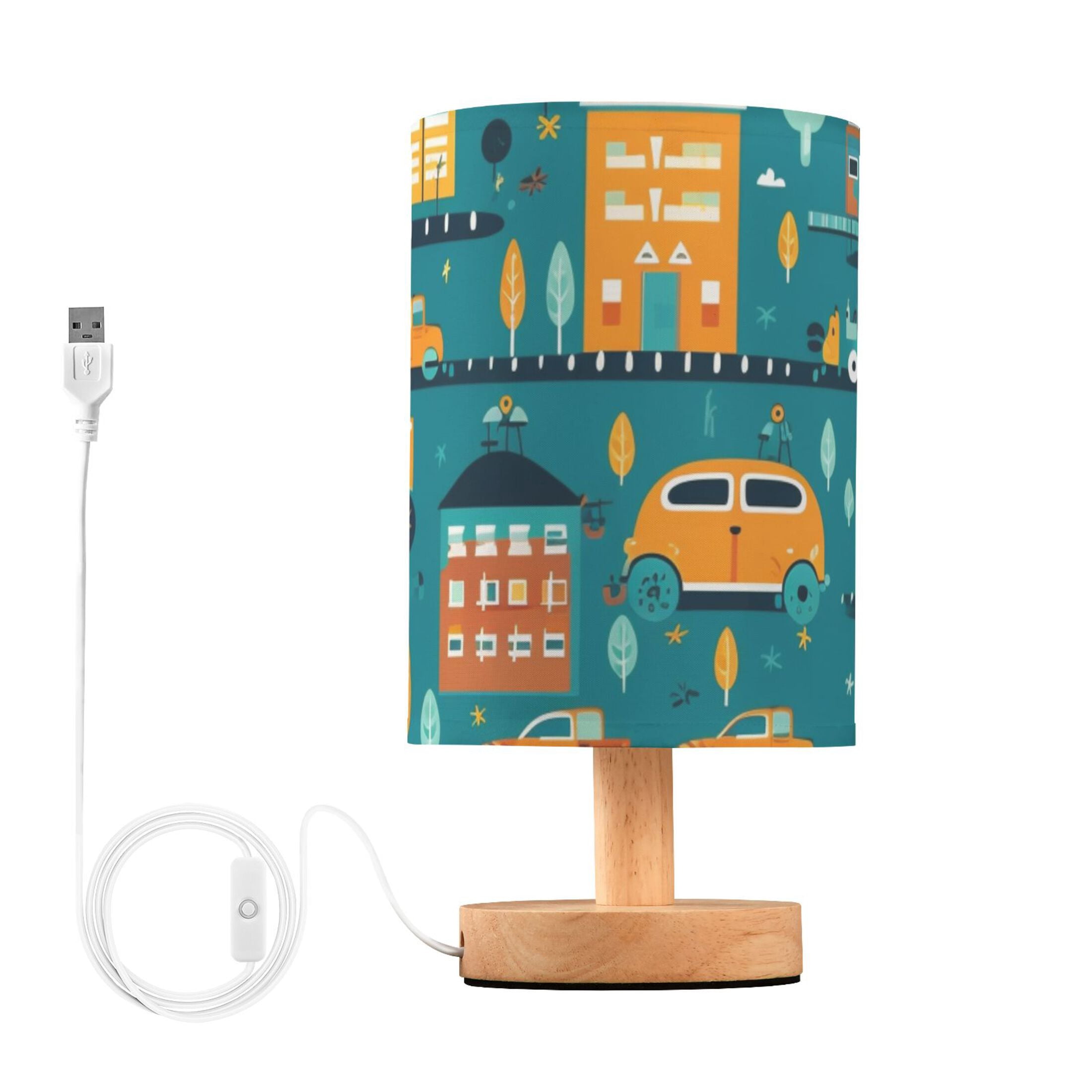 Cartoon Building and Car Bedside Table Lamp LED Warm Lights with USB ...