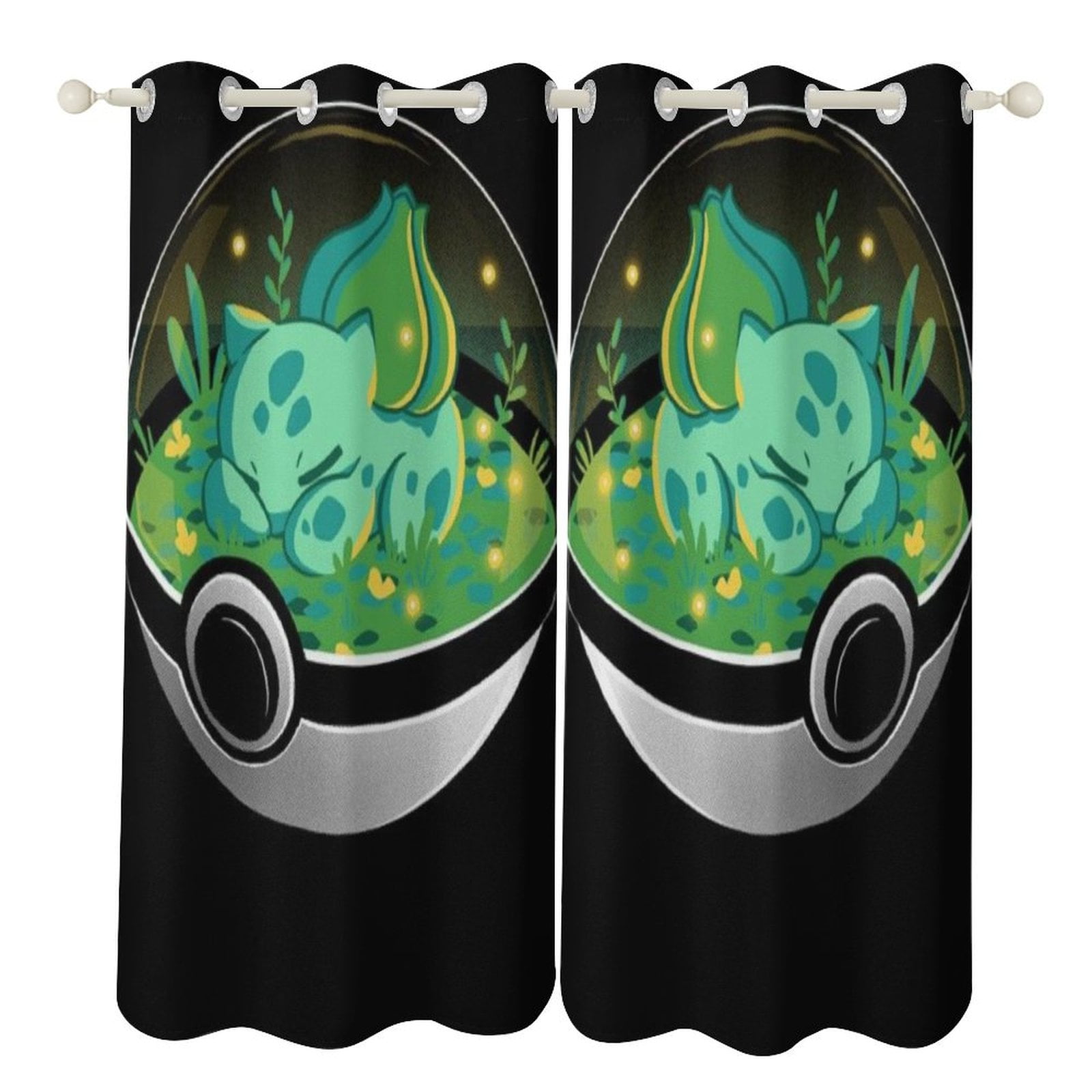 Cartoon Bulbasaur Room Darkening Blackout Window Curtains with Grommets ...