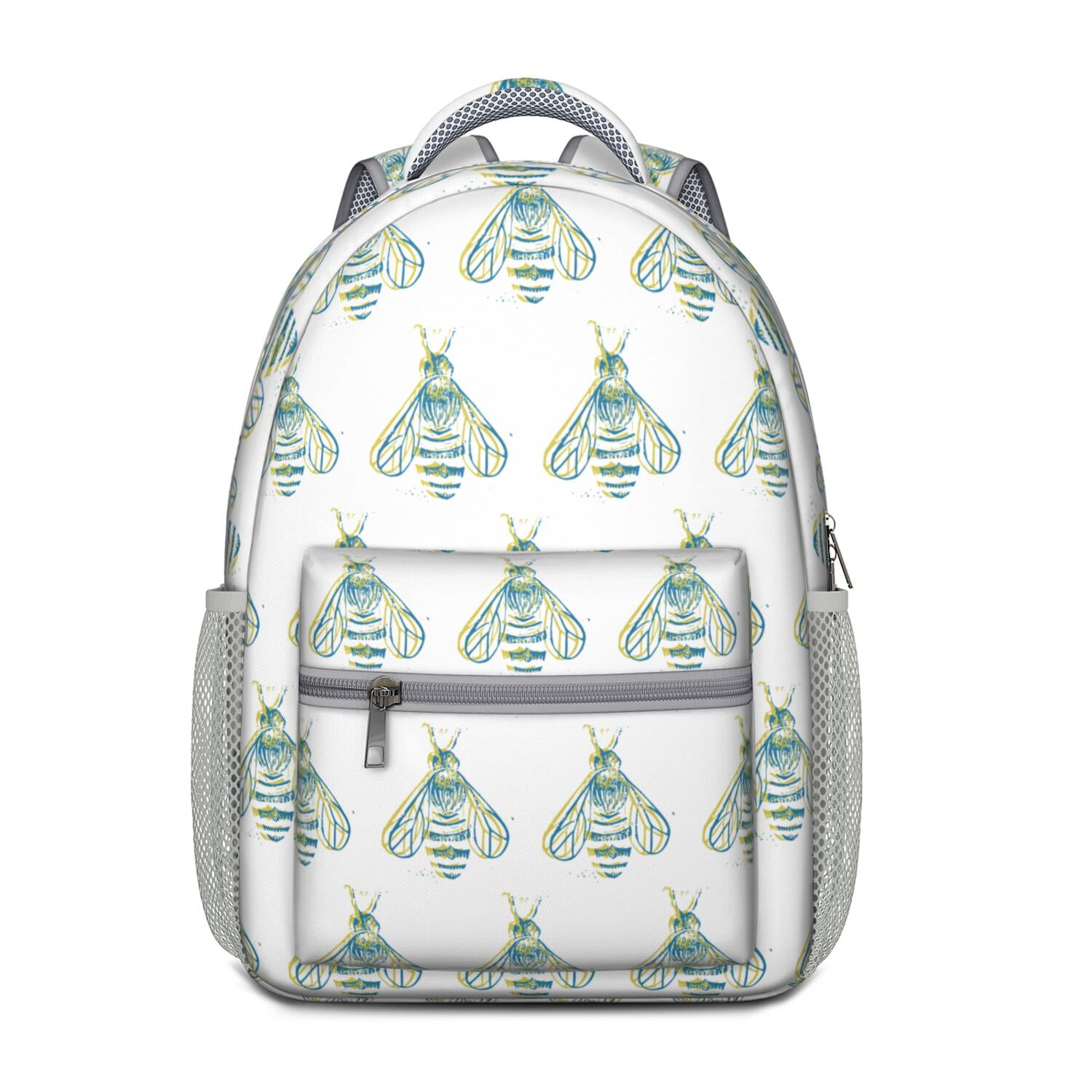 Cartoon Bumble Bee School Backpack – Cute Honeybee Pattern with Honeycomb Design for Bee Lovers ...