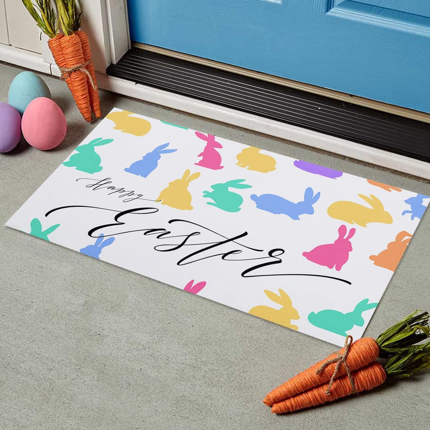 Cartoon Bunny Colored Easter Rabbits Cartoon Animal, Bathroom Shower ...