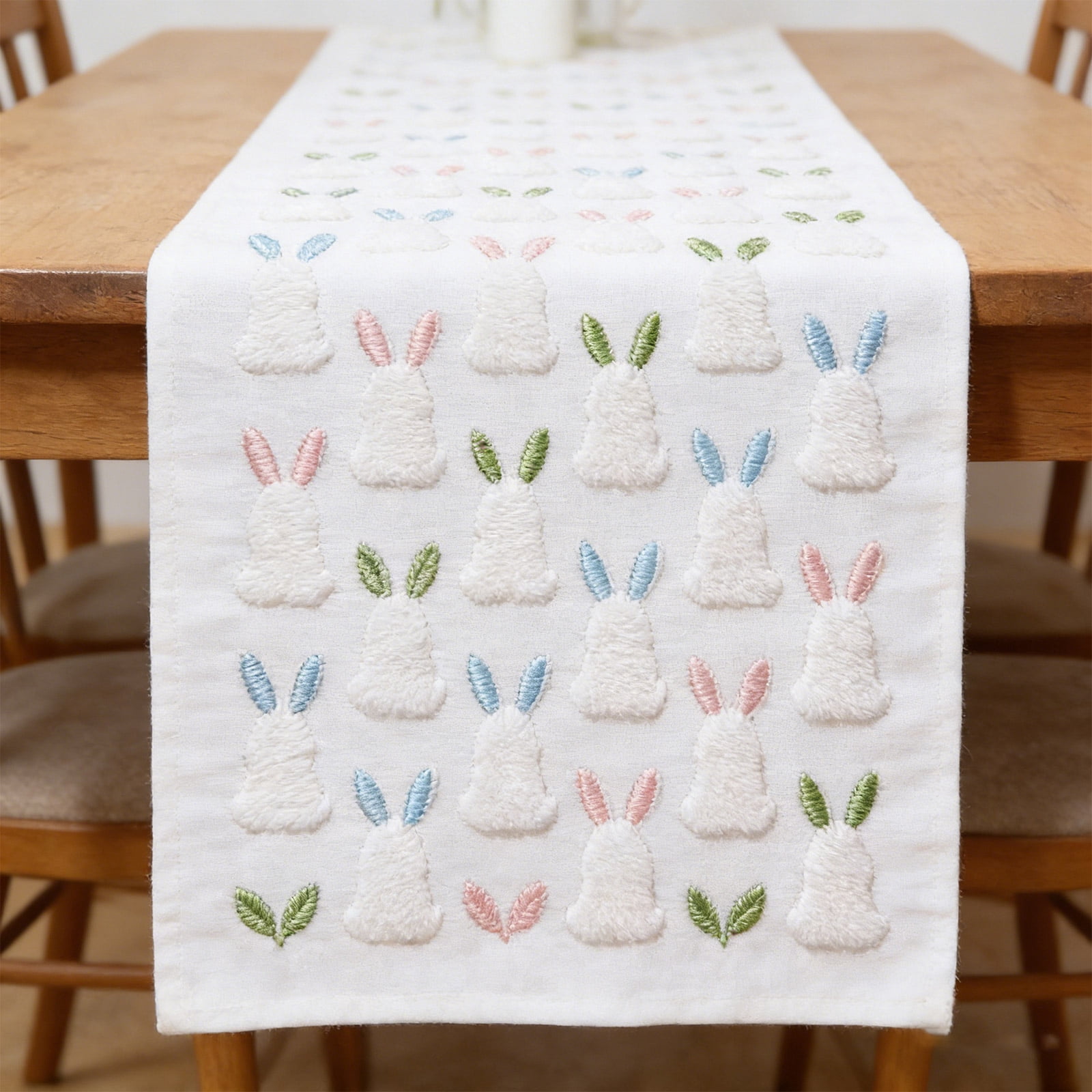 Cartoon Bunny Print Table Runner Easter Home Decor Rabbit Pattern Table ...