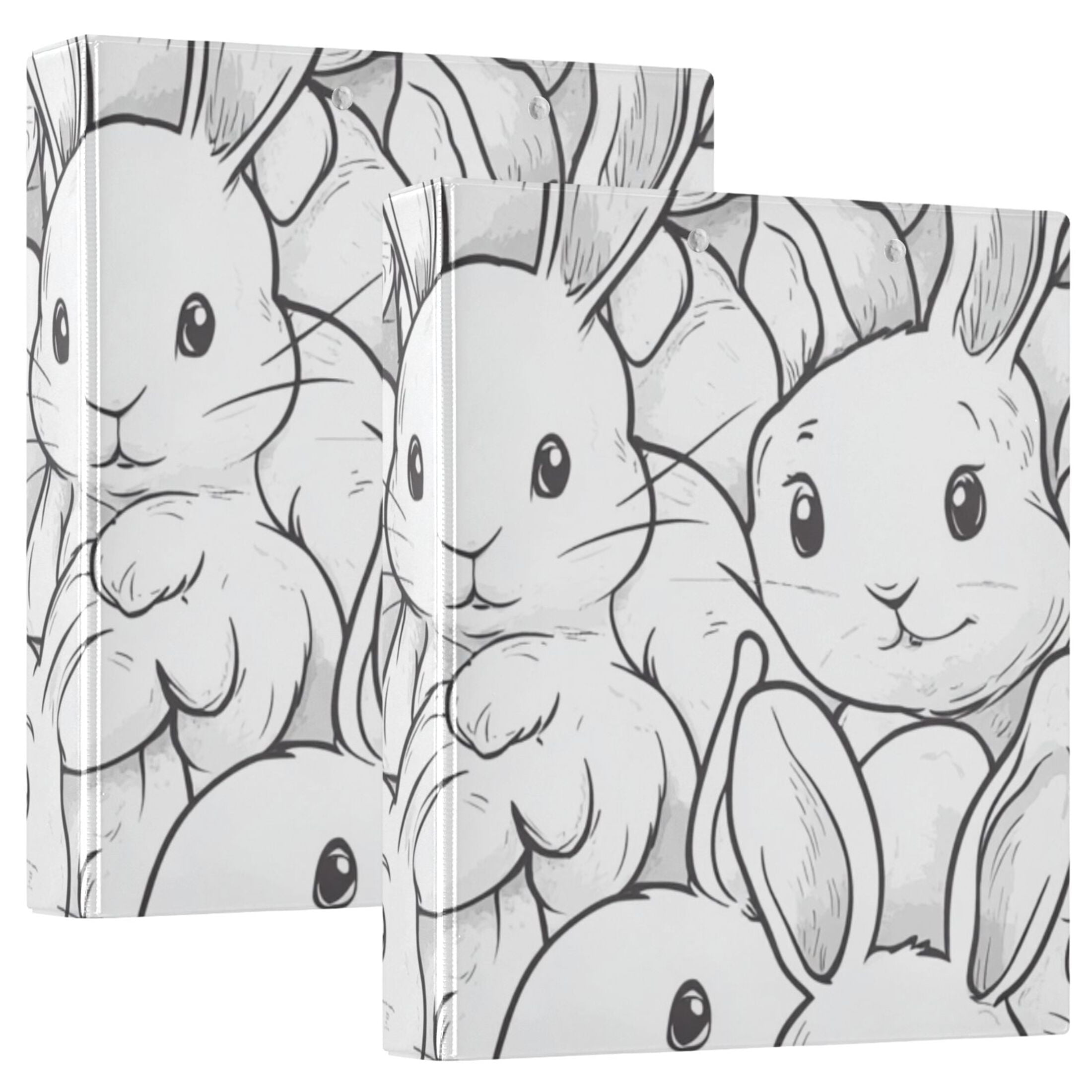 Cartoon Bunny Rabbits 3 Ring Binders 1.5 inch Hardcover File Folders ...