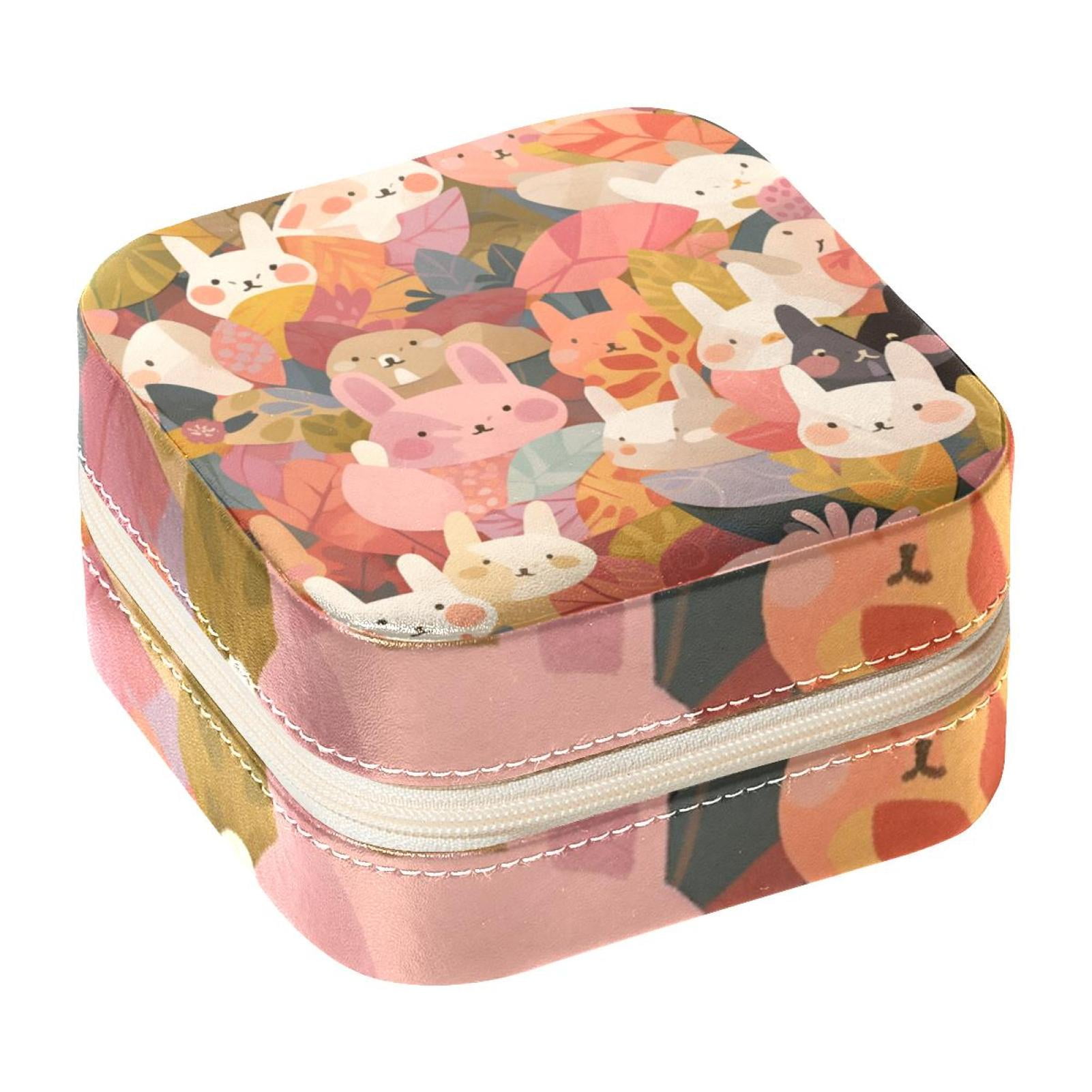 Cartoon Bunny Travel Portable Square Jewelry Boxes Display Case ...