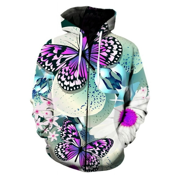 Cartoon Butterfly 3D Printed Men zipper Hoodies Fashion Hooded ...