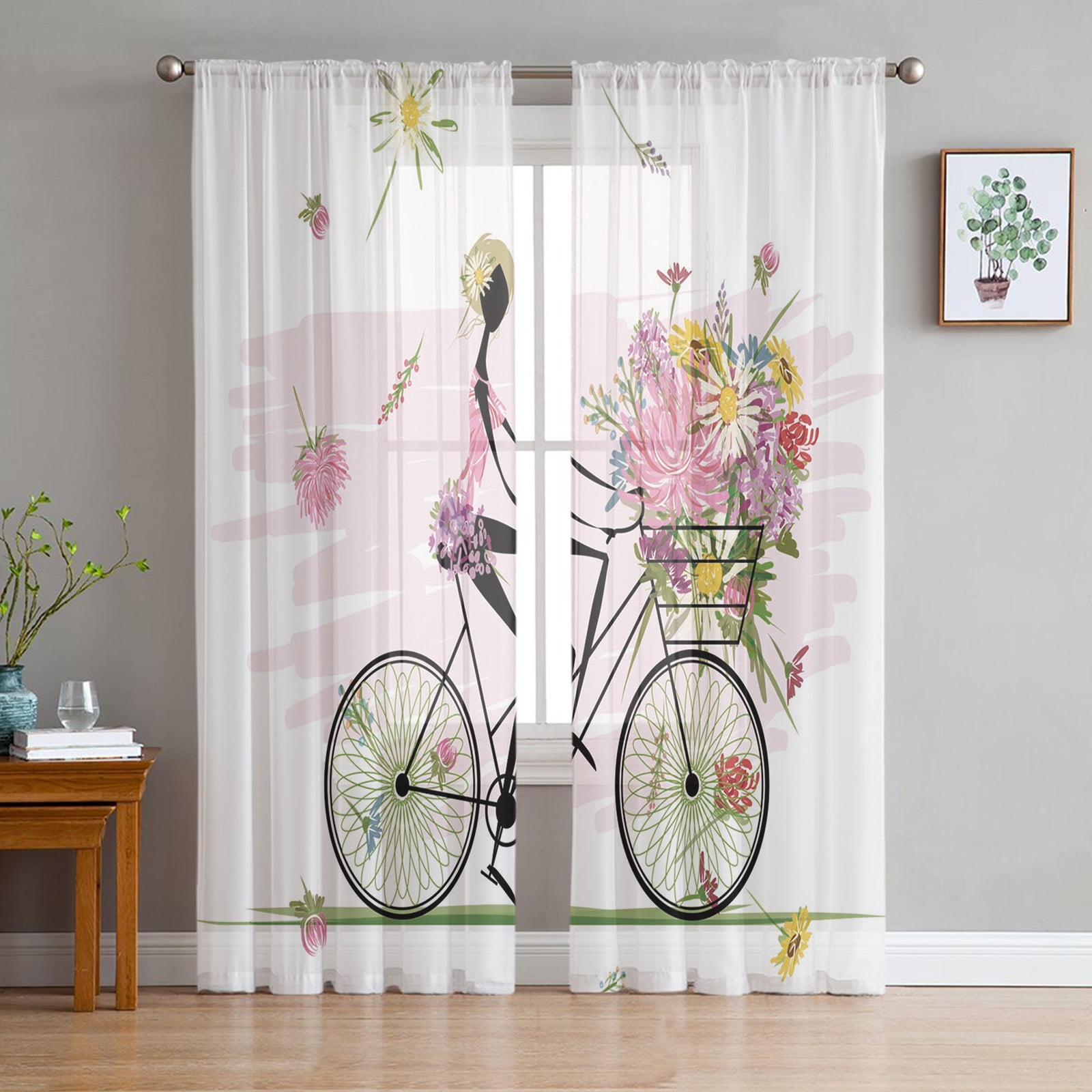 Cartoon Butterfly Fairy Girl Pink White Tulle Curtains for Living Room ...
