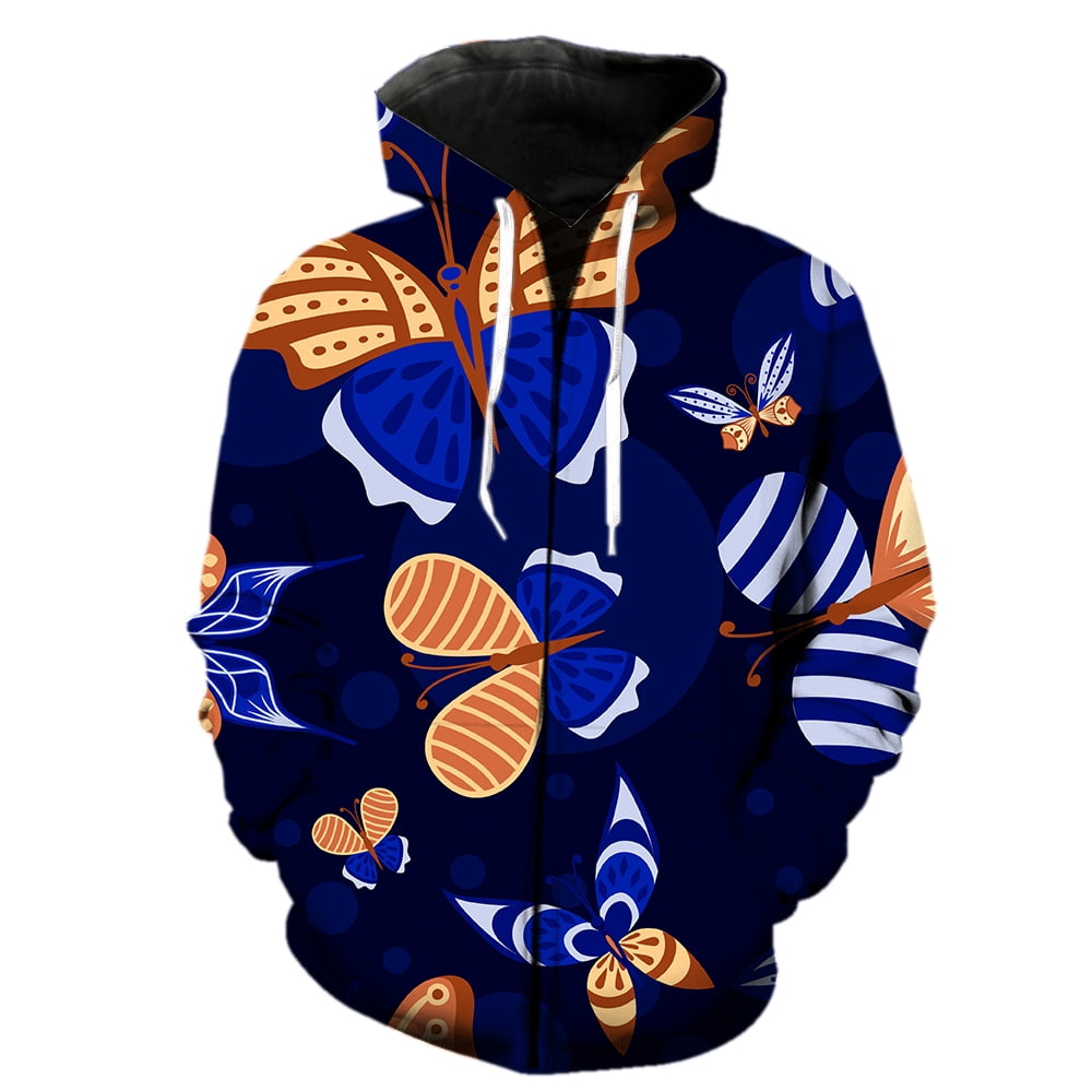 Cartoon Butterfly Men's Zipper Hoodie 3D Printed Streetwear Oversized ...