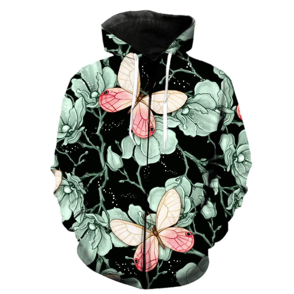 Cartoon Butterfly Men's Zipper Hoodie Long Sleeve Oversized 3D Print With Hood Jackets Fashion ...