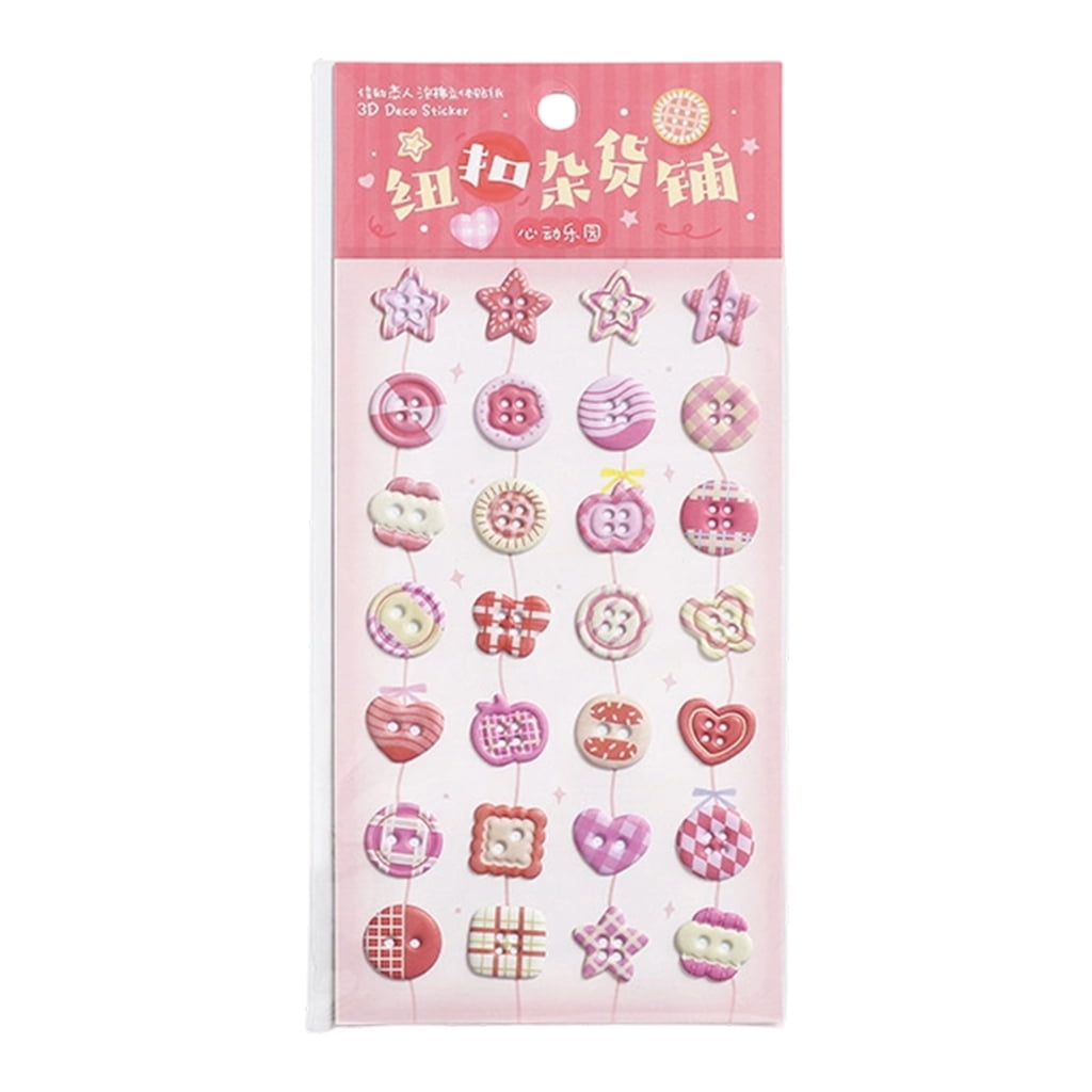 Cartoon Button Foam Sticker Sticker for Water Bottle Pen Case Journal ...