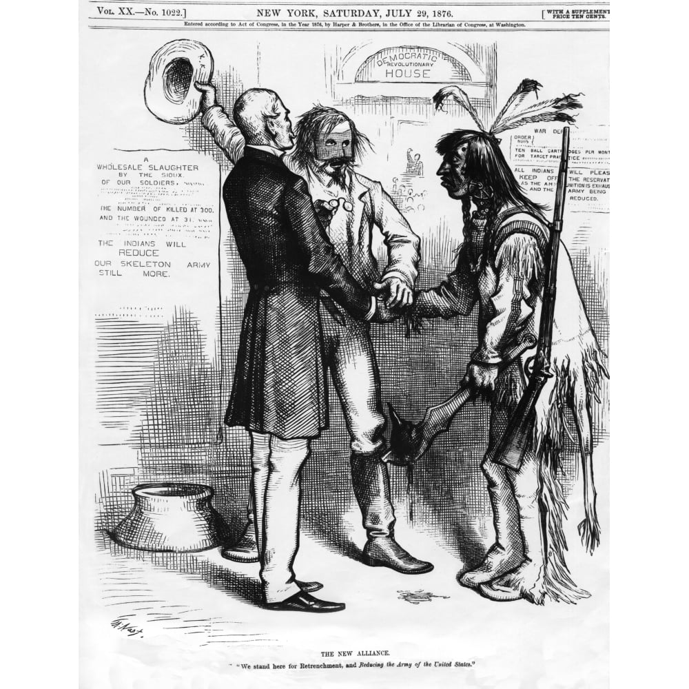 Cartoon By Thomas Nast After Battle Of Little Bighorn And Destruction ...