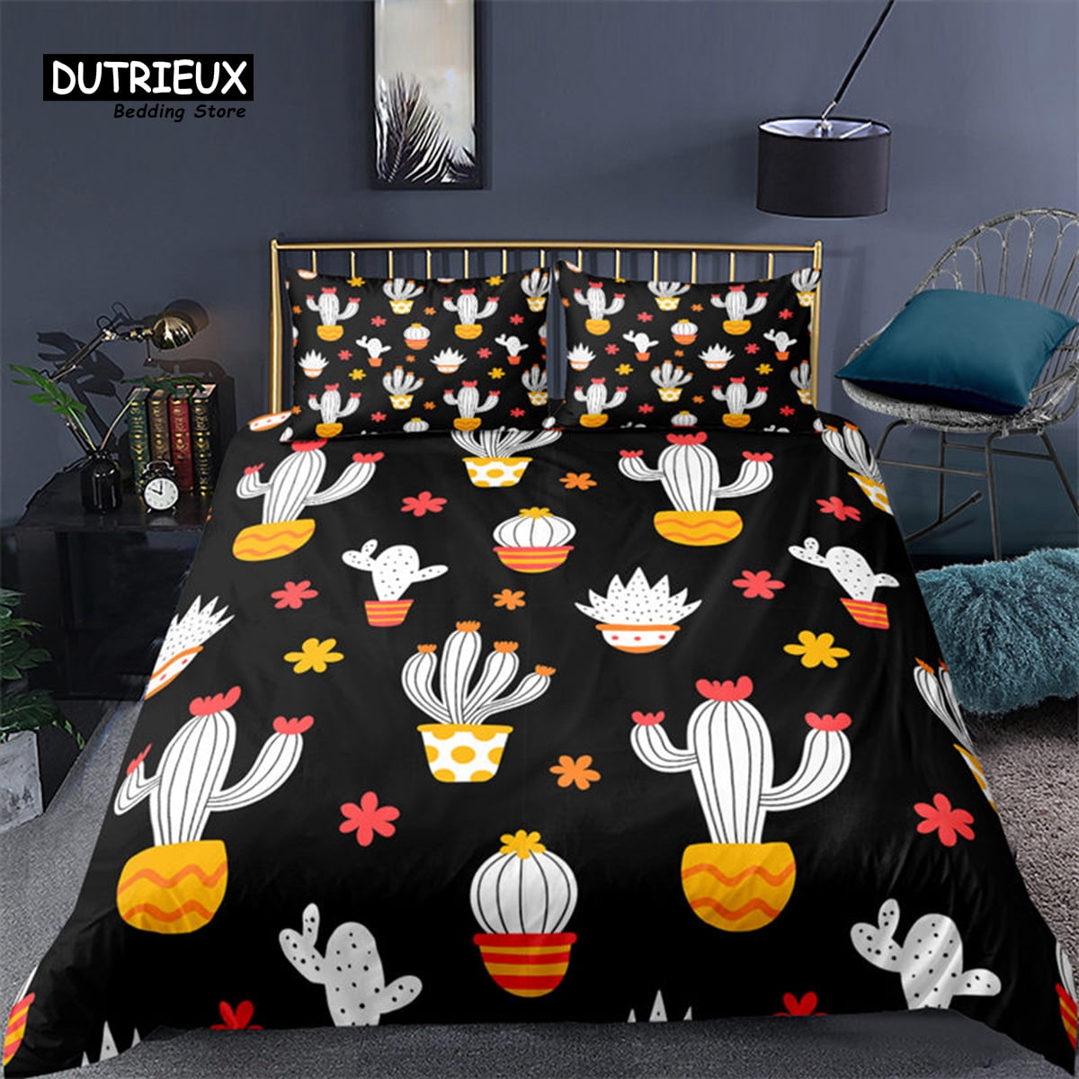 Cartoon Cactus Duvet Cover Tropical Botany Gard Plants 3D Print Bedding ...