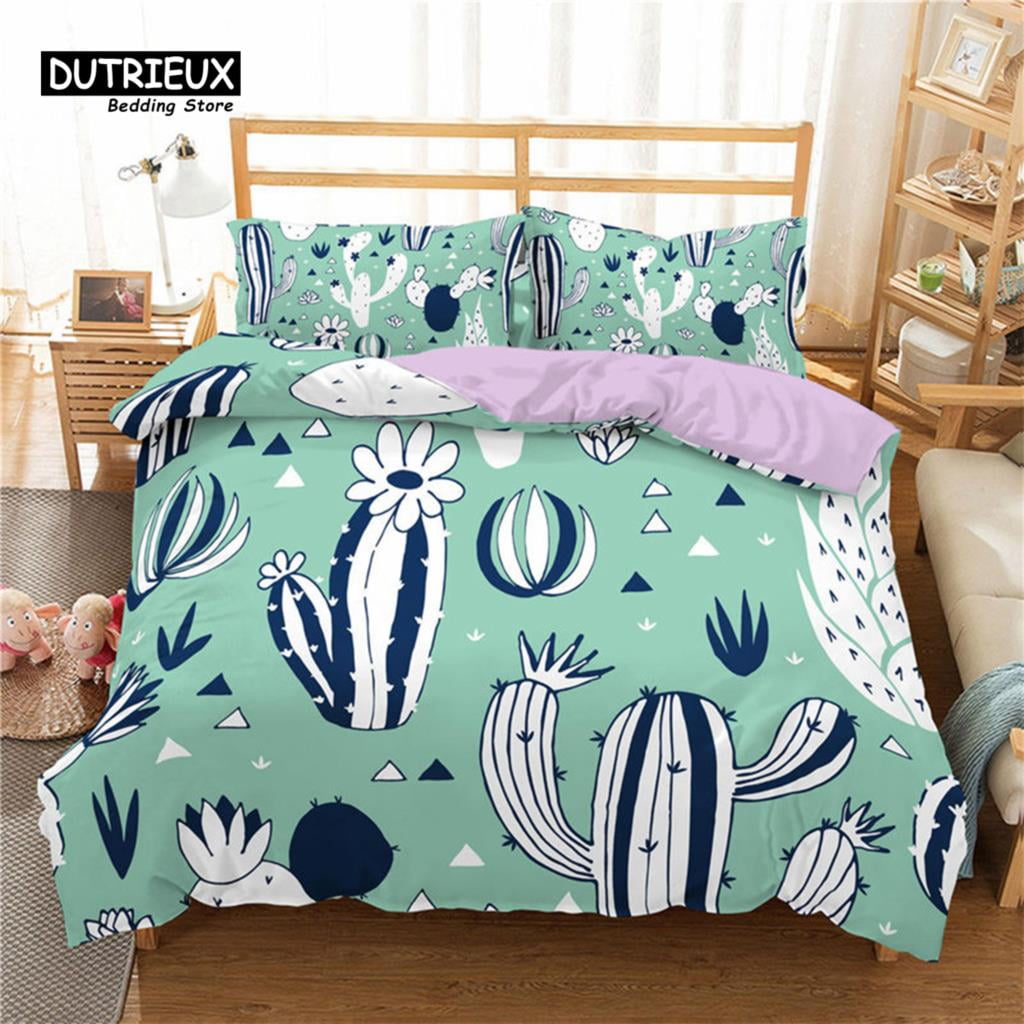 Cartoon Cactus Duvet Cover Tropical Botany Gard Plants 3D Print Bedding ...