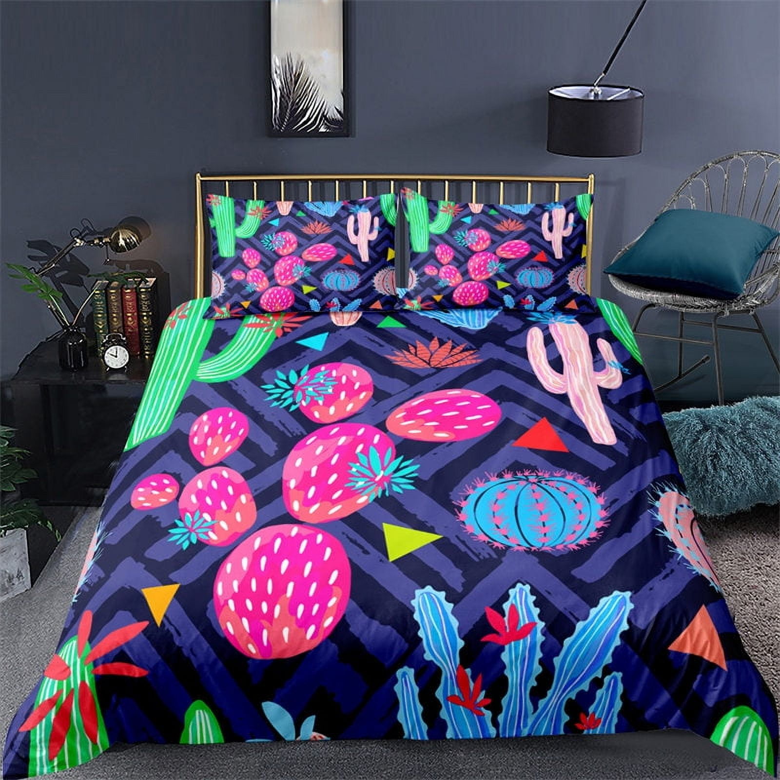 Cartoon Cactus Duvet Cover Tropical Botany Garden Plants 3D Print ...