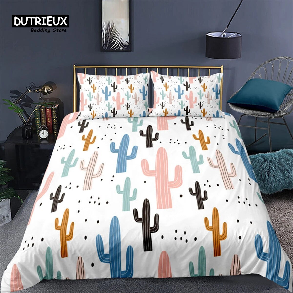 Cartoon Cactus Duvet Cover Tropical Botany Garden Plants 3D Print ...