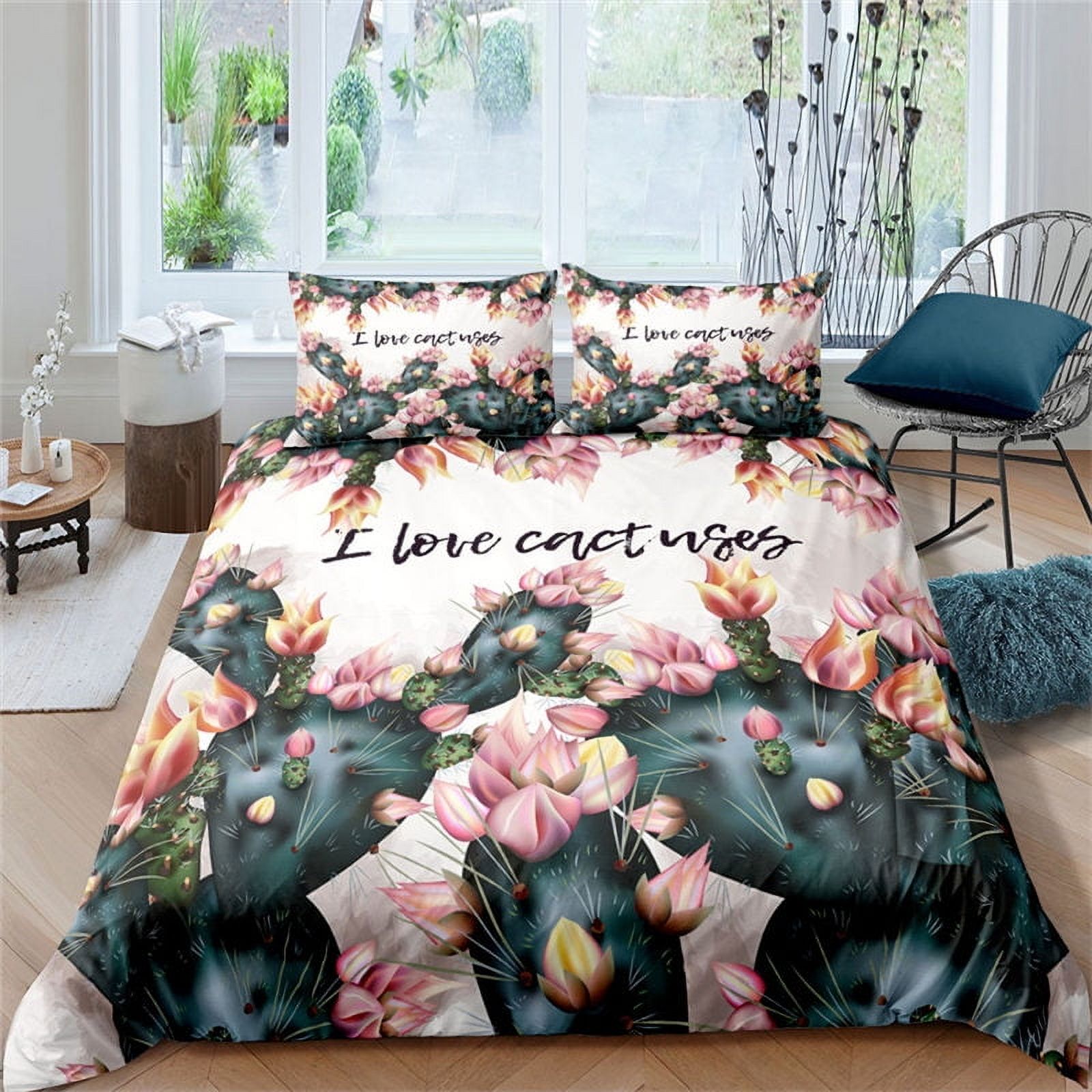 Cartoon Cactus Duvet Cover Tropical Botany Garden Plants 3D Print ...