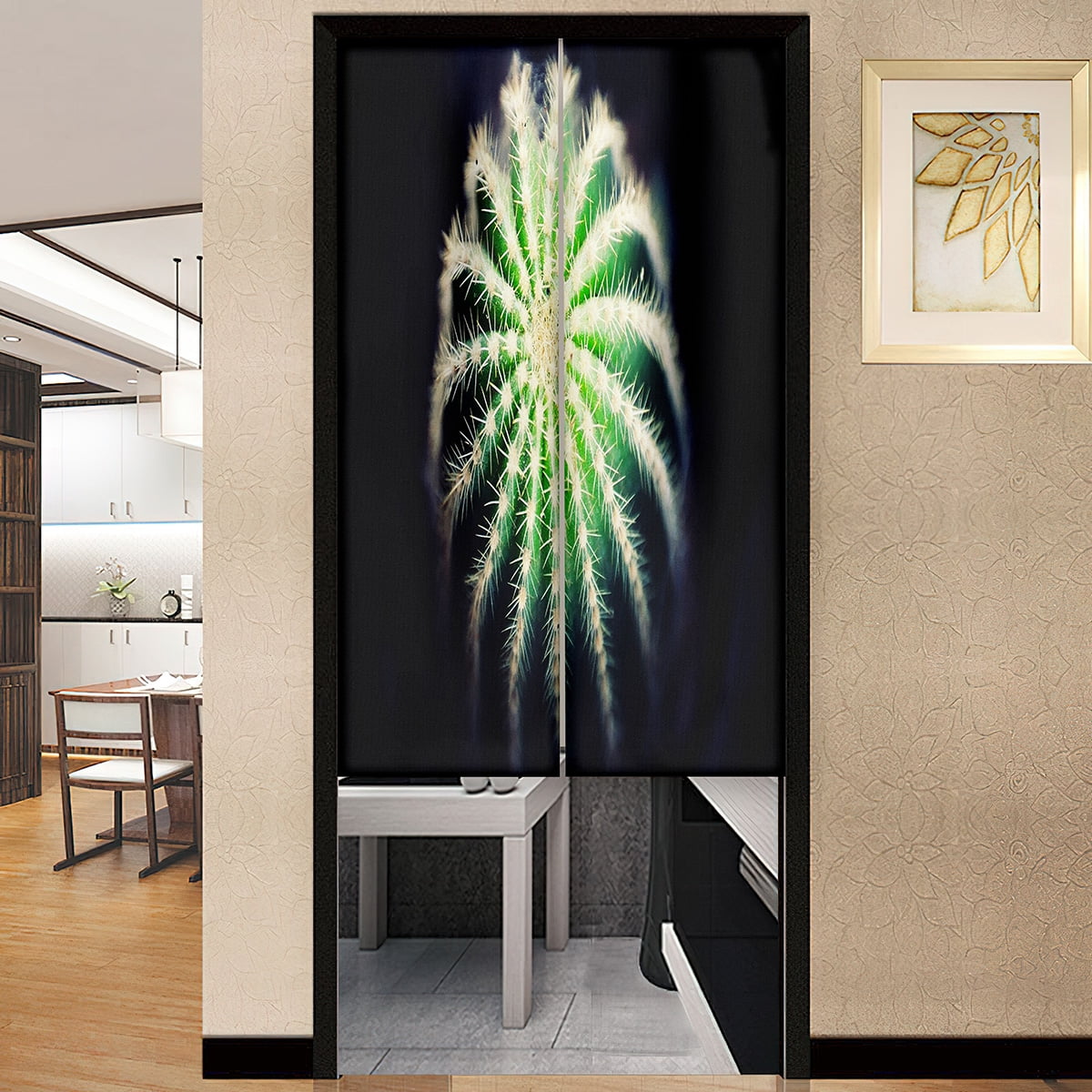 Cartoon Cactus Japanese Door Curtain Green Nature Plants Short Noren ...