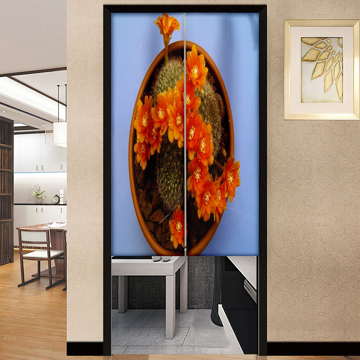 Cartoon Cactus Japanese Door Curtain Green Nature Plants Short Noren ...