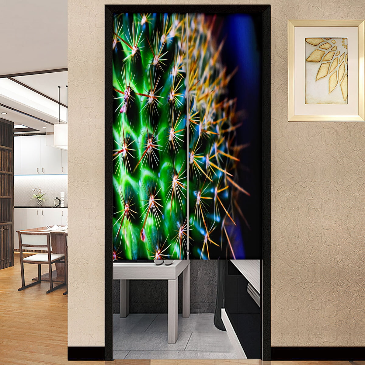 Cartoon Cactus Japanese Door Curtain Green Nature Plants Short Noren ...