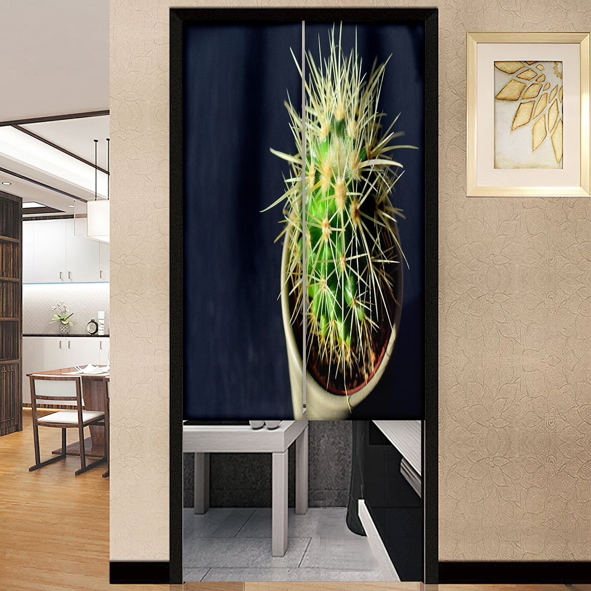 Cartoon Cactus Japanese Door Curtain Green Nature Plants Short Noren ...