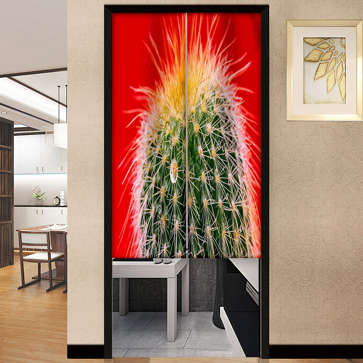 Cartoon Cactus Japanese Door Curtain Green Nature Plants Short Noren ...