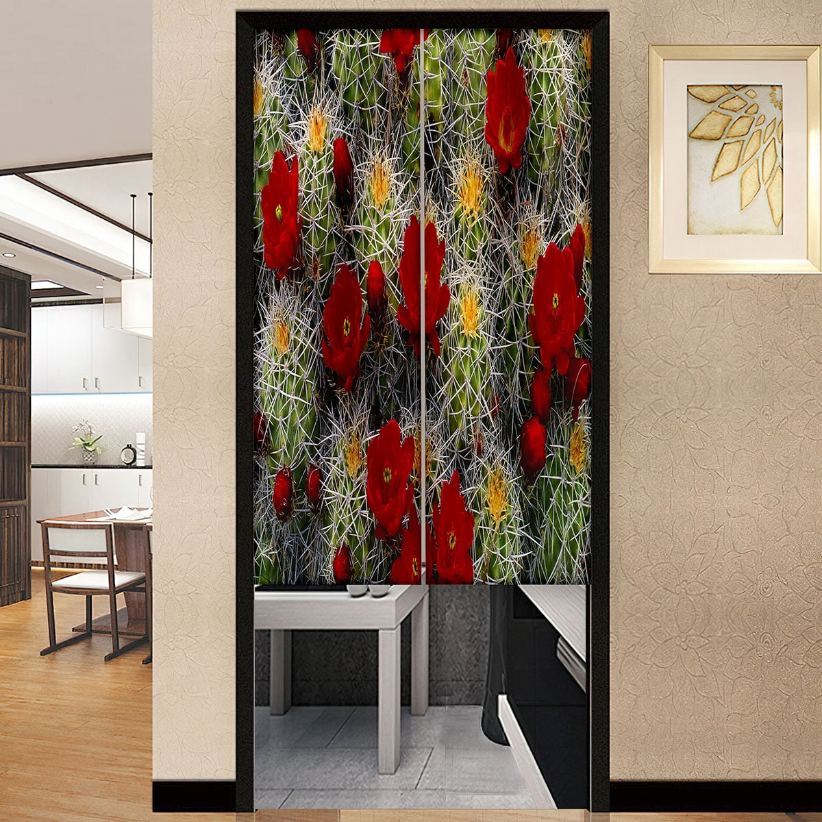 Cartoon Cactus Japanese Door Curtain Green Nature Plants Short Noren ...
