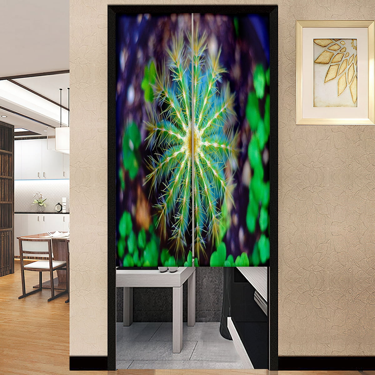 Cartoon Cactus Japanese Door Curtain Green Nature Plants Short Noren ...