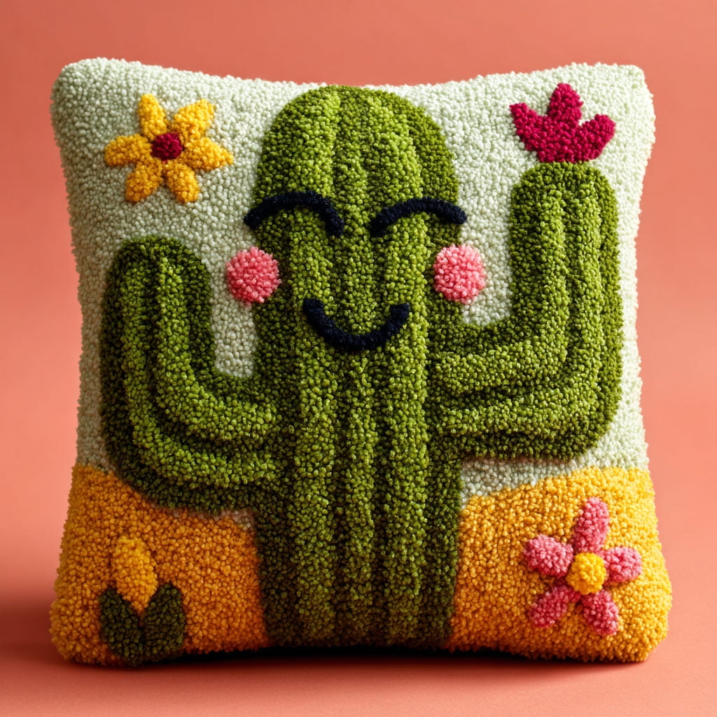 Cartoon Cactus Latch Hook Kits Pillow Printed Cushion DIY Hook Latch ...