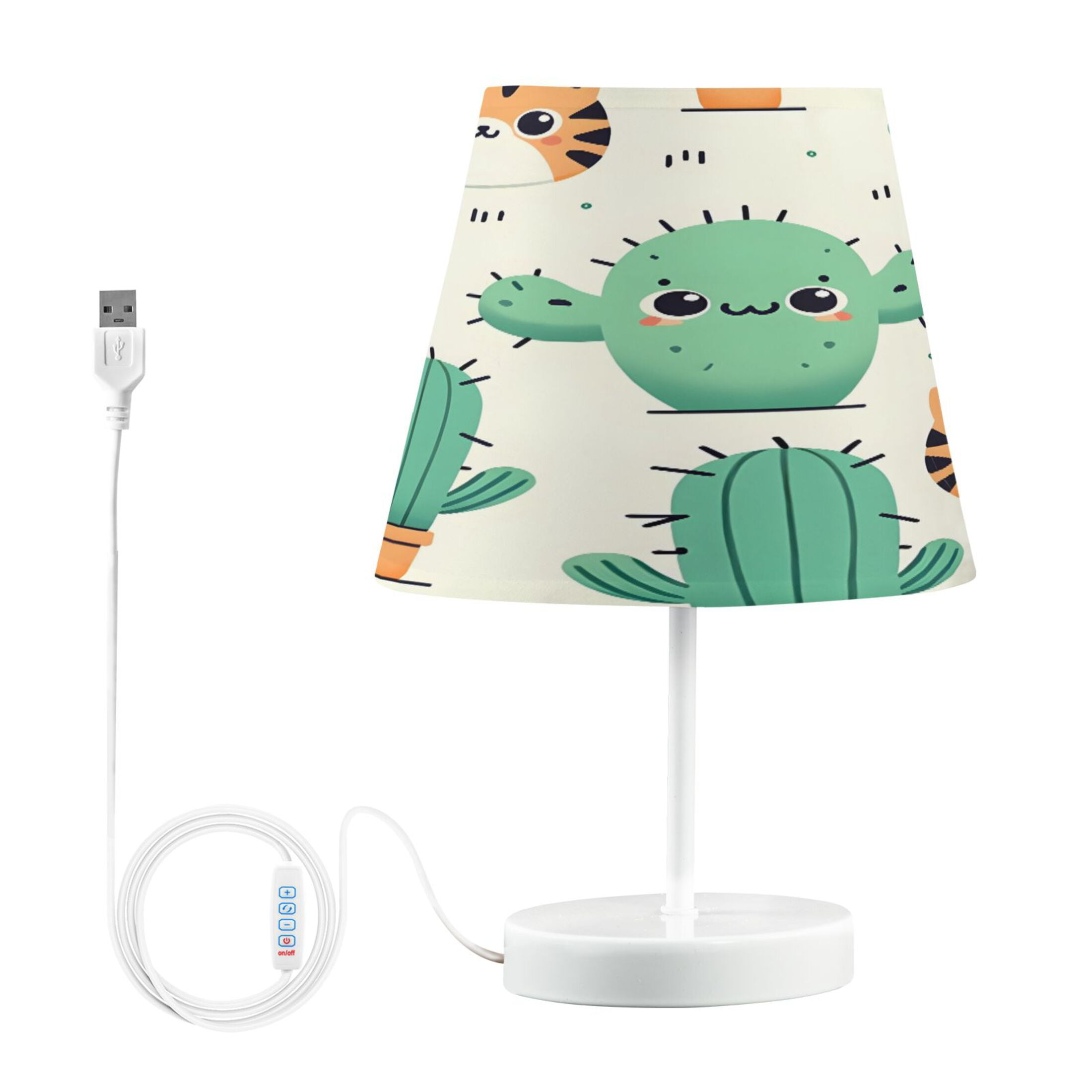 Cartoon Cactus and Tiger Face Desk Lamp LED Table Nightstand Lamps with ...