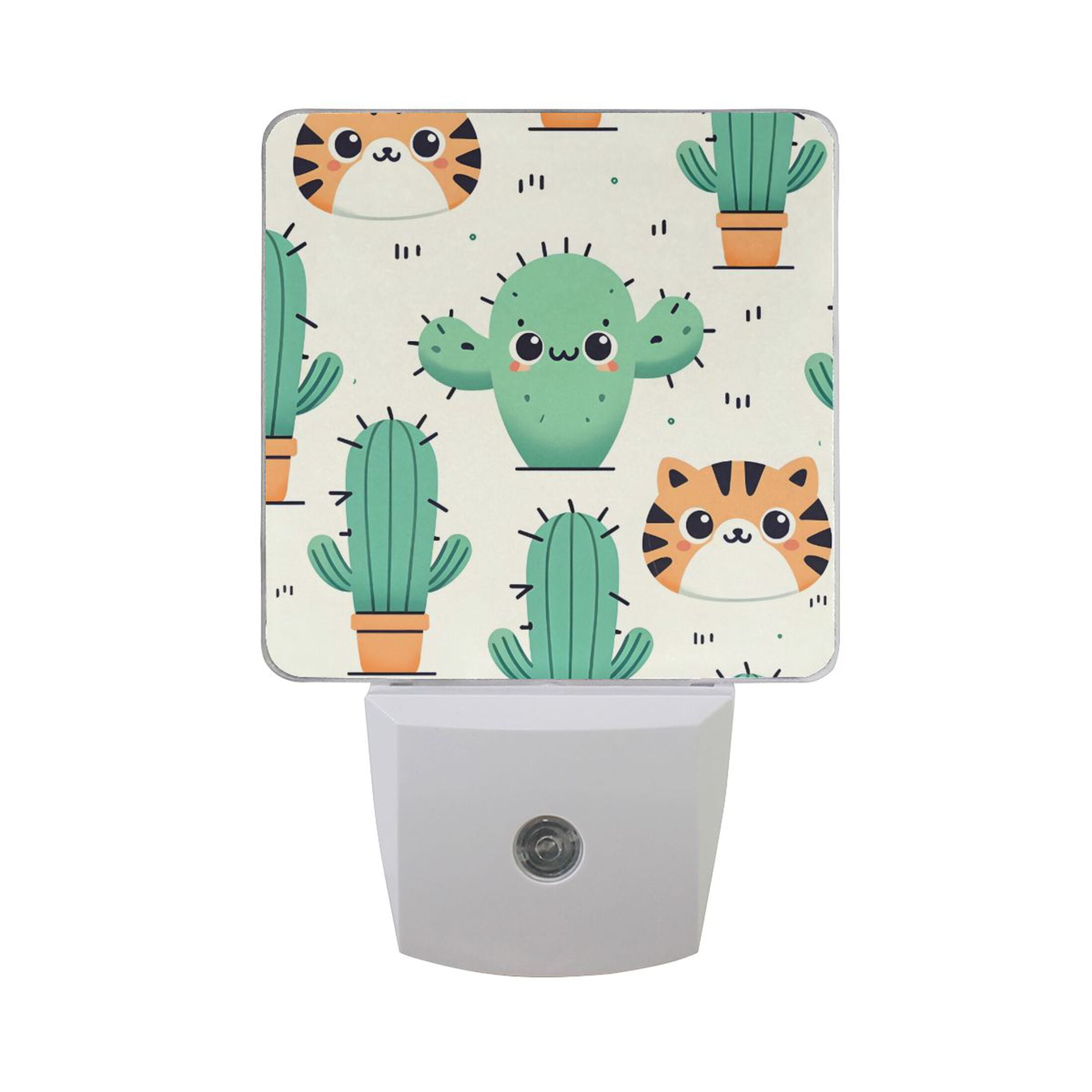 Cartoon Cactus and Tiger Face Night Light 2 Pack LED Nightlight Plug ...