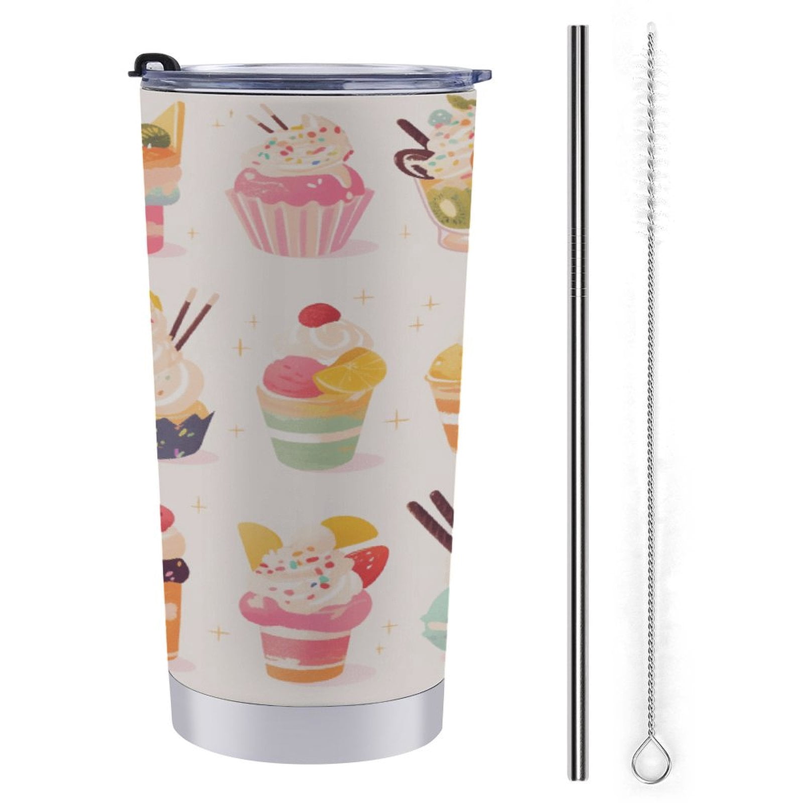 Cartoon Cake 20oz Tumbler with Lids And Straws, Stainless Steel Vacuum ...