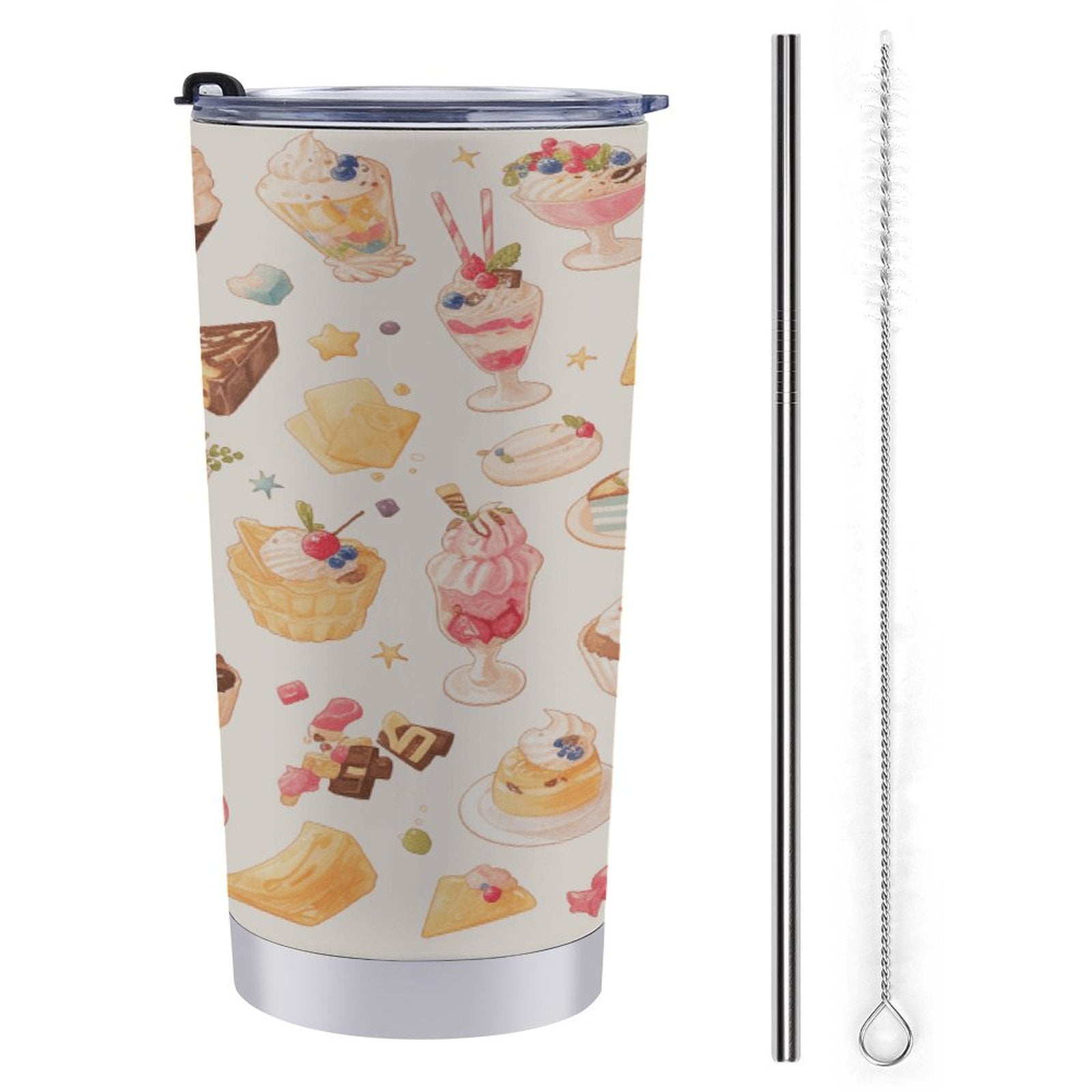 Cartoon Cake 20oz Tumbler with Lids And Straws, Stainless Steel Vacuum ...