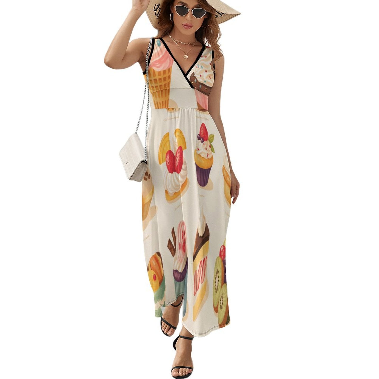 Cartoon Cake Art Sleeveless Dress Women's Summer Suit Dresses for Women ...