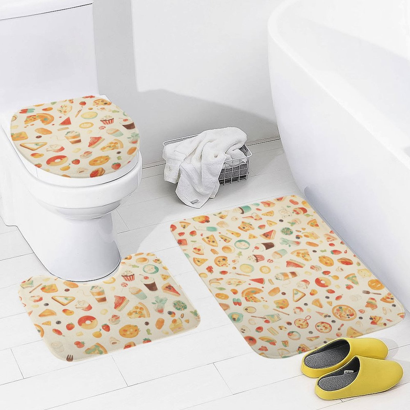 Cartoon Cake Bathroom Rug Set of 3, No Silp Washable Cover Floor Rug ...