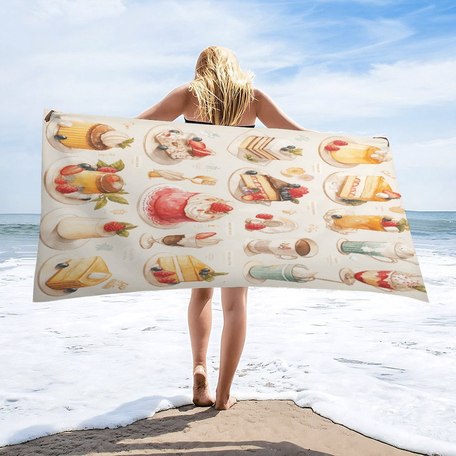 Cartoon Cake Beach Towel – with A Unique Design, Extra Large,XL (32”x ...