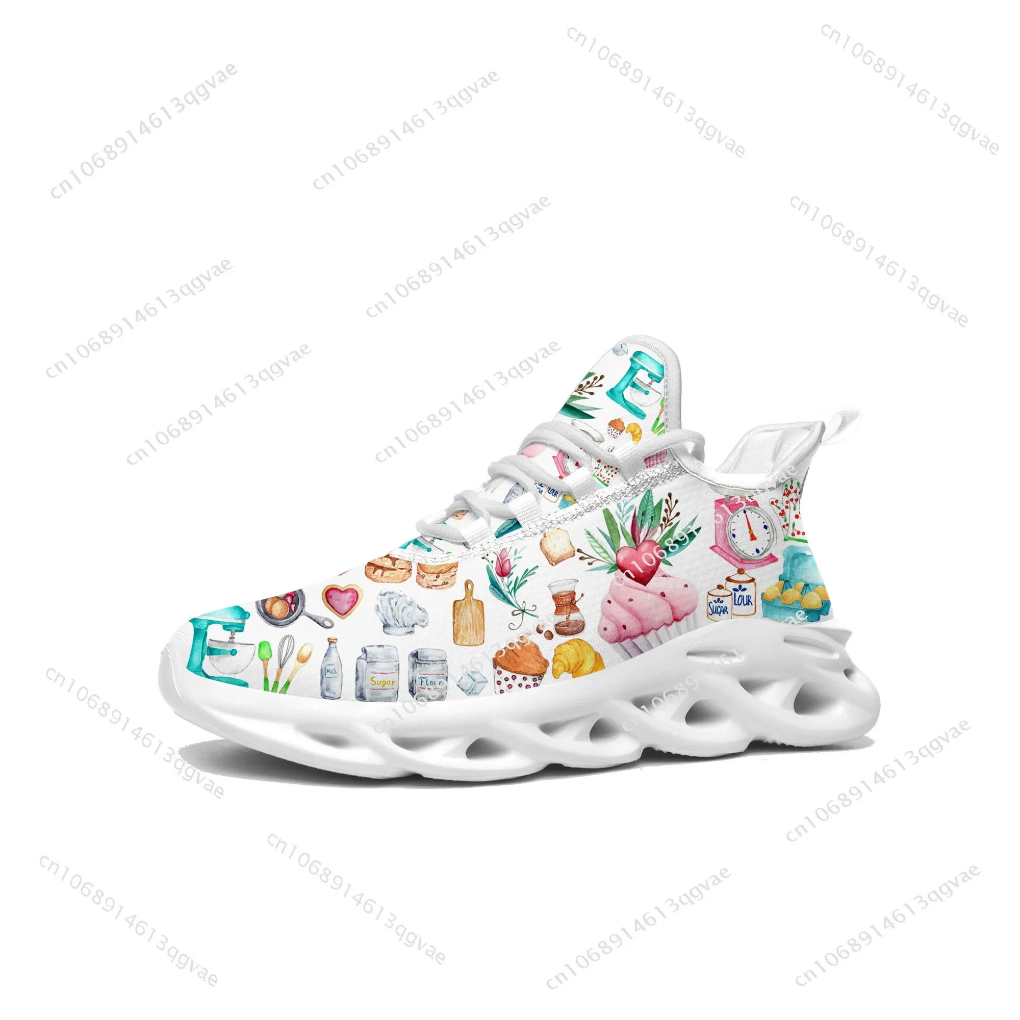 Cartoon Cake Chef Flats Sneakers Mens Womens Sports Running High ...