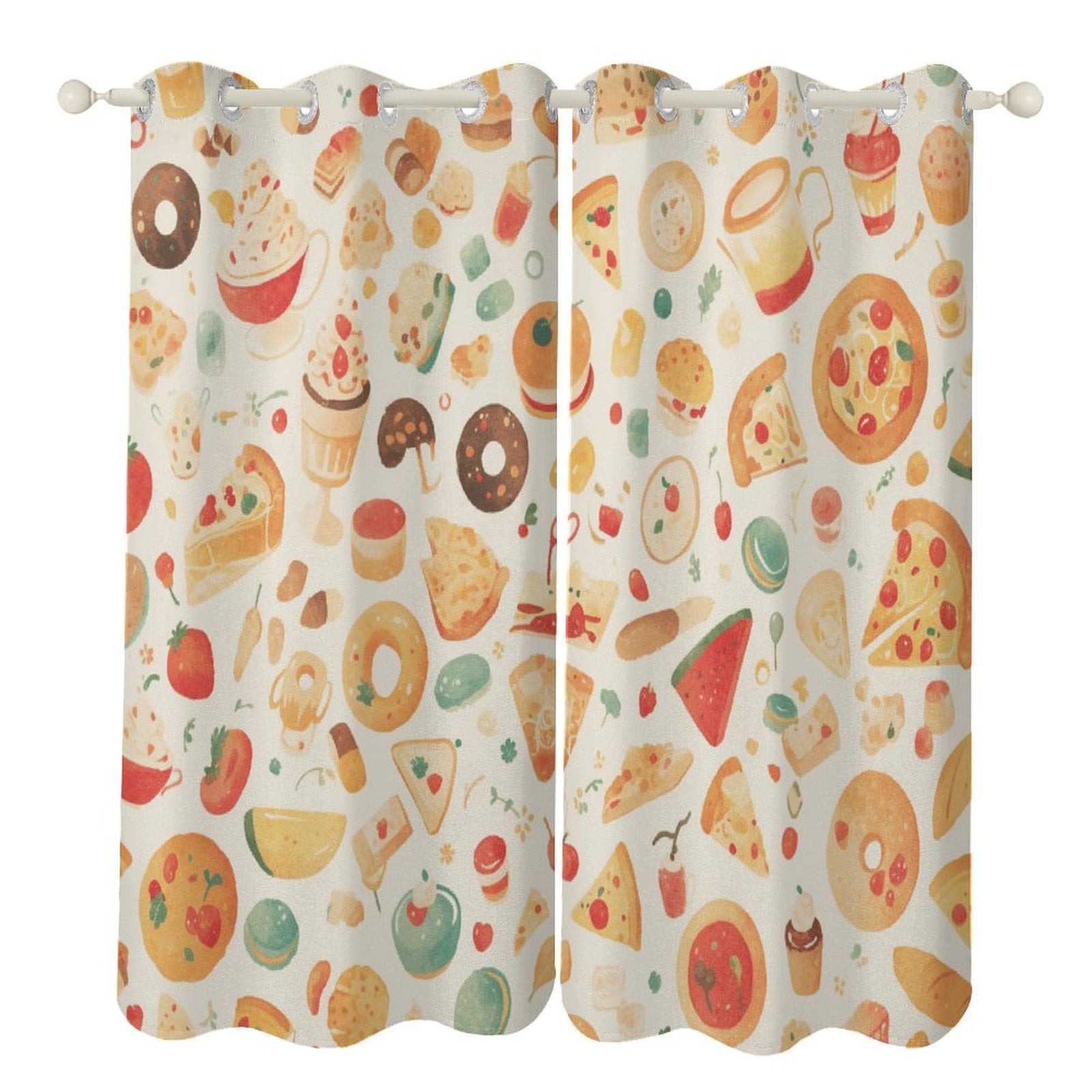 Cartoon Cake Curtains Aesthetic Envrionmental Friendly Picture, Living ...