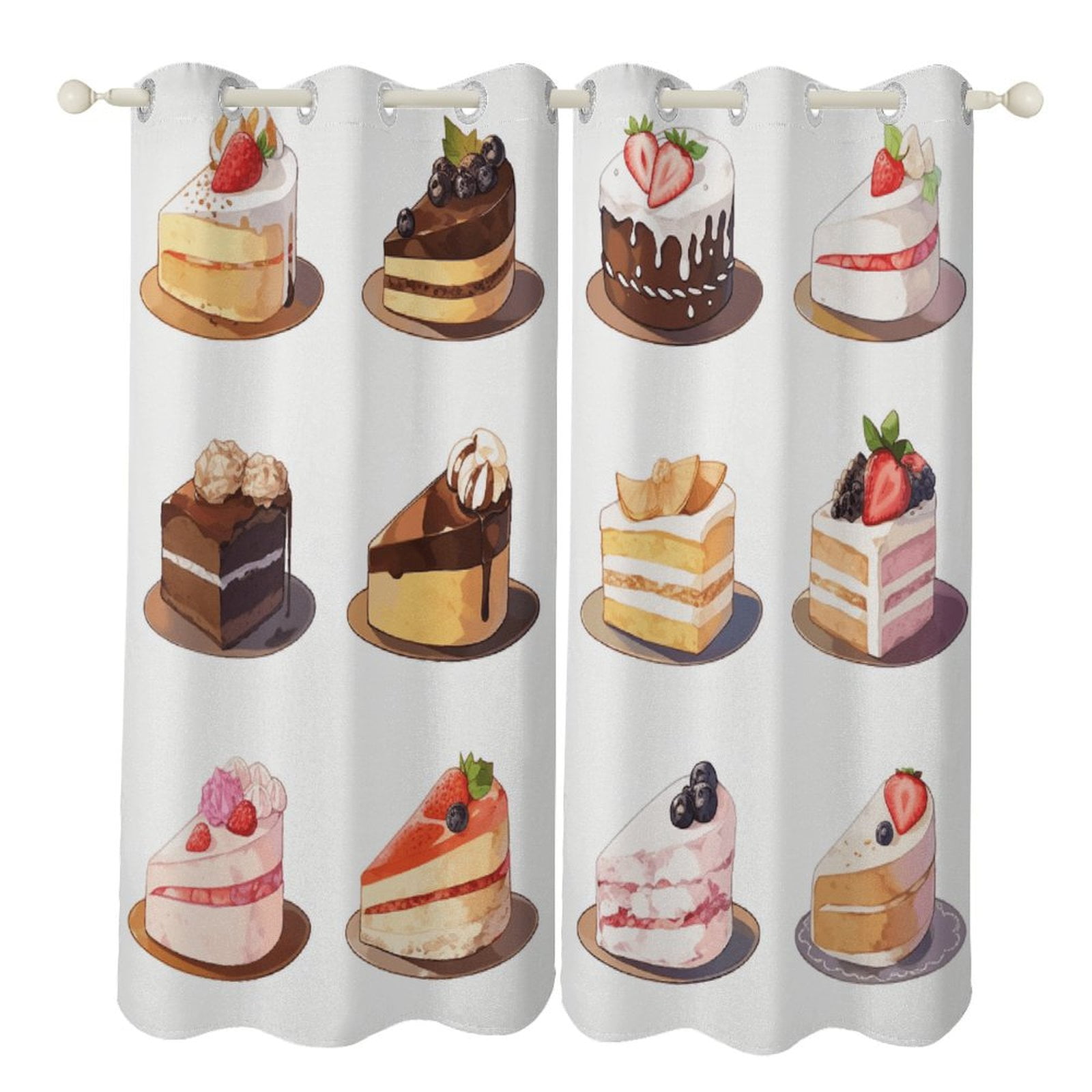 Cartoon Cake Curtains Aesthetic Envrionmental Friendly Picture, Living ...