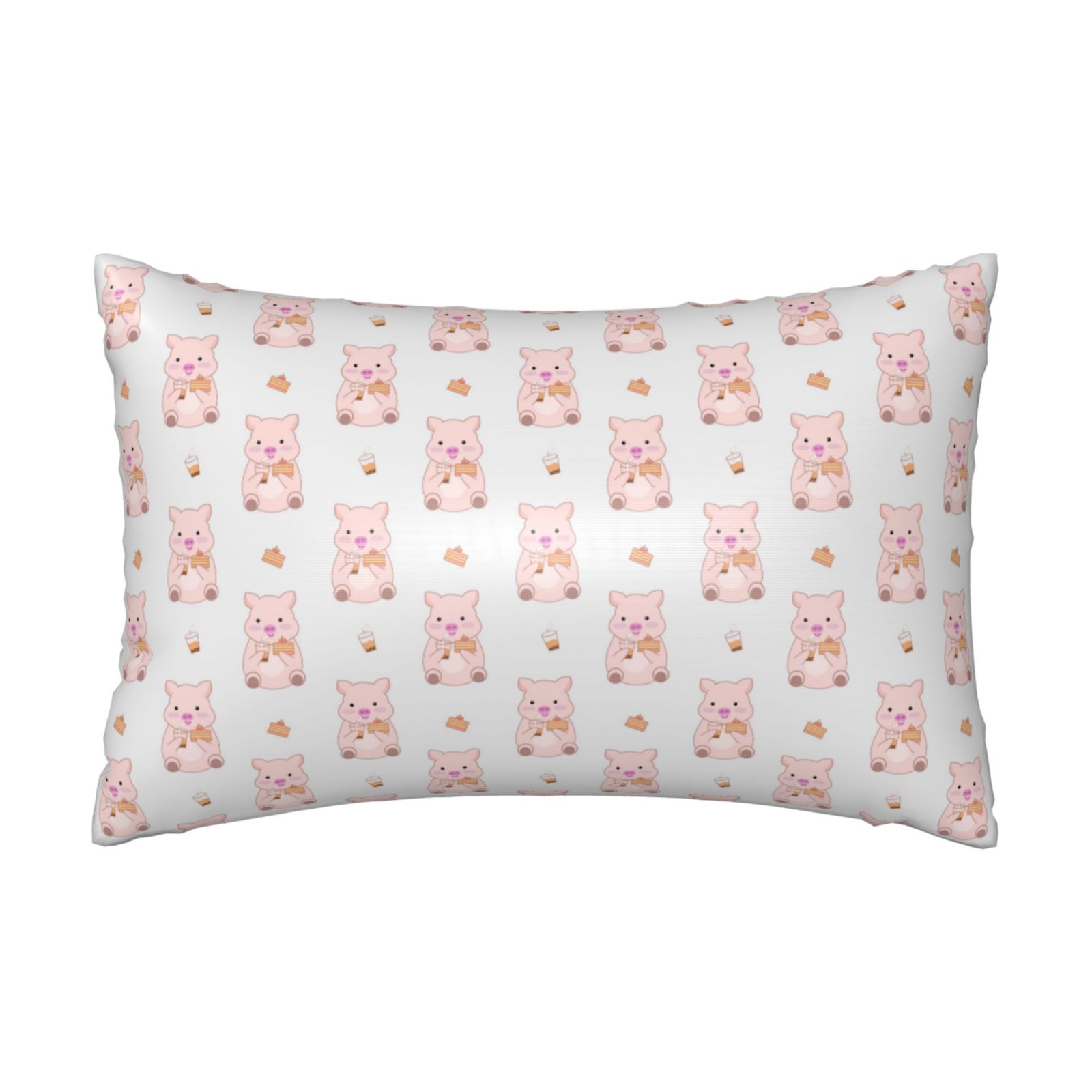 Cartoon Cake Cute Pig Satin Pillowcase with Zipper for Hair and Skin（No ...