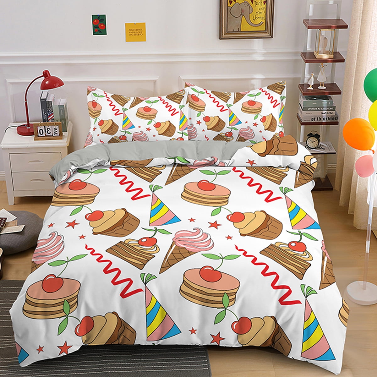 Cartoon Cake Duvet Cover Dessert Cupcake Ice Cream Children Happy ...