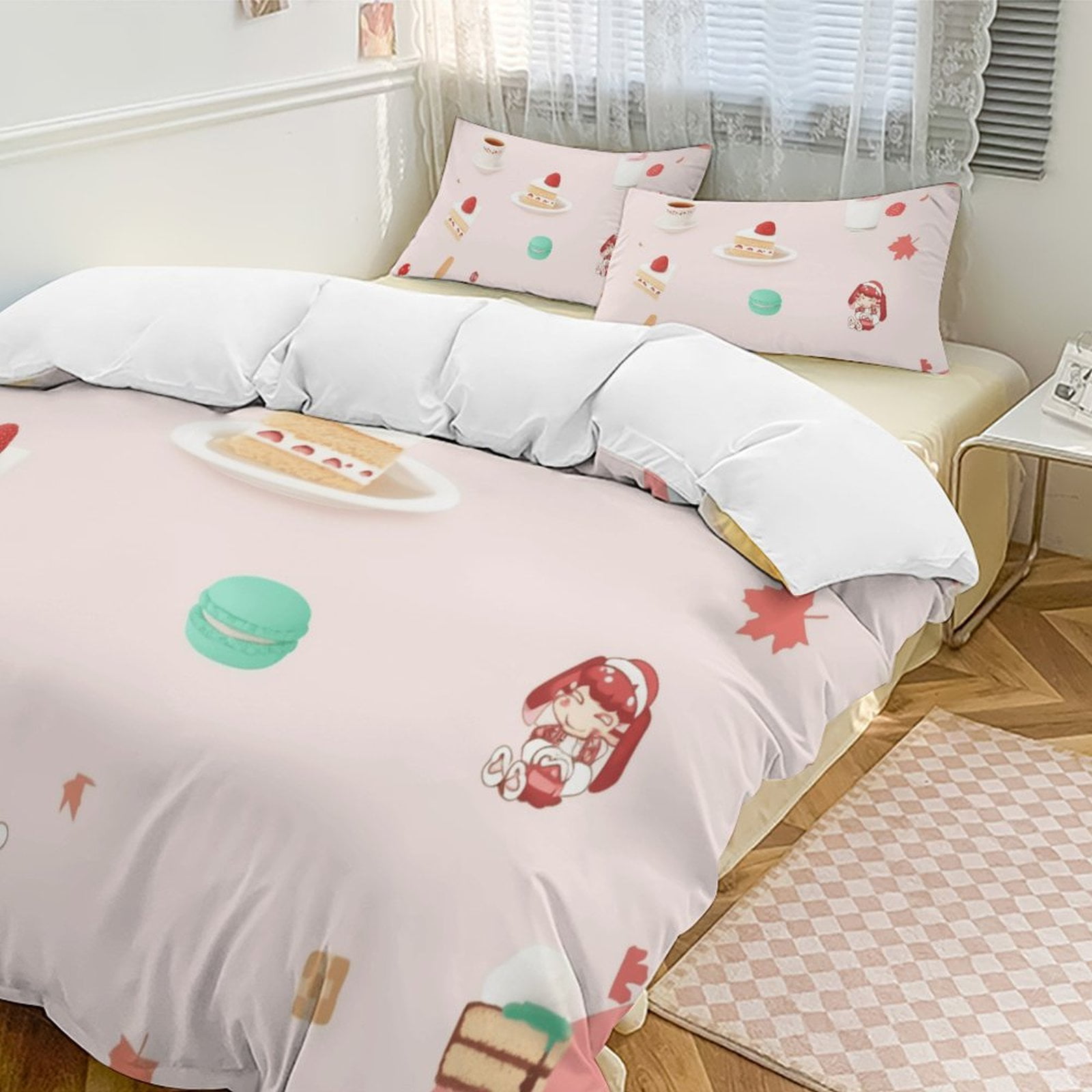 Cartoon Cake Duvet Cover Set Themed Multicolor Polyester Bedding Set ...