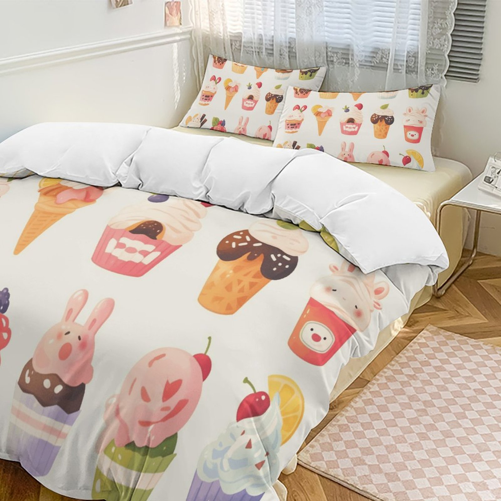 Cartoon Cake Duvet Cover Set Themed Multicolor Polyester Bedding Set ...